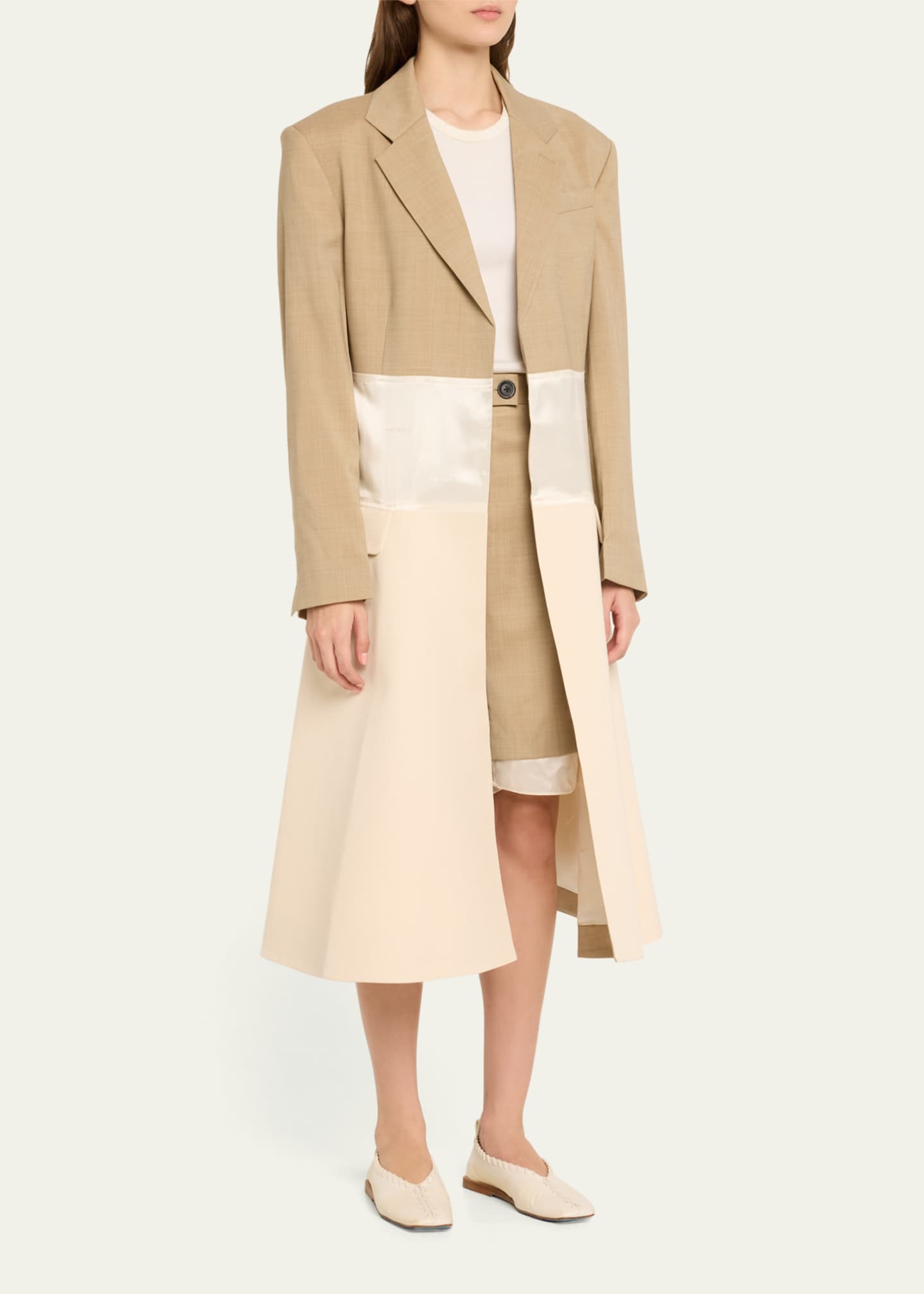 Peter Do Collage Paneled Open-Front Wool Coat - Bergdorf Goodman