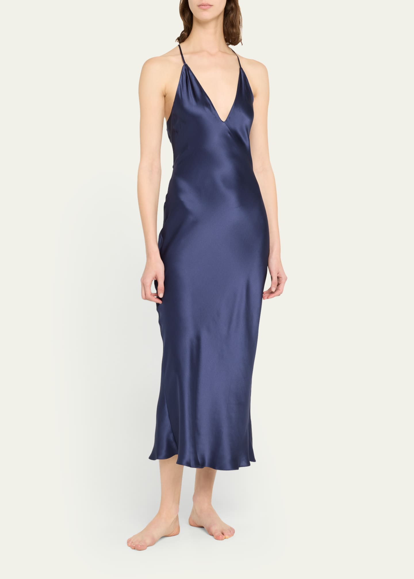 Josie Natori Key Essentials Open-Back Silk Maxi Nightgown - Bergdorf ...