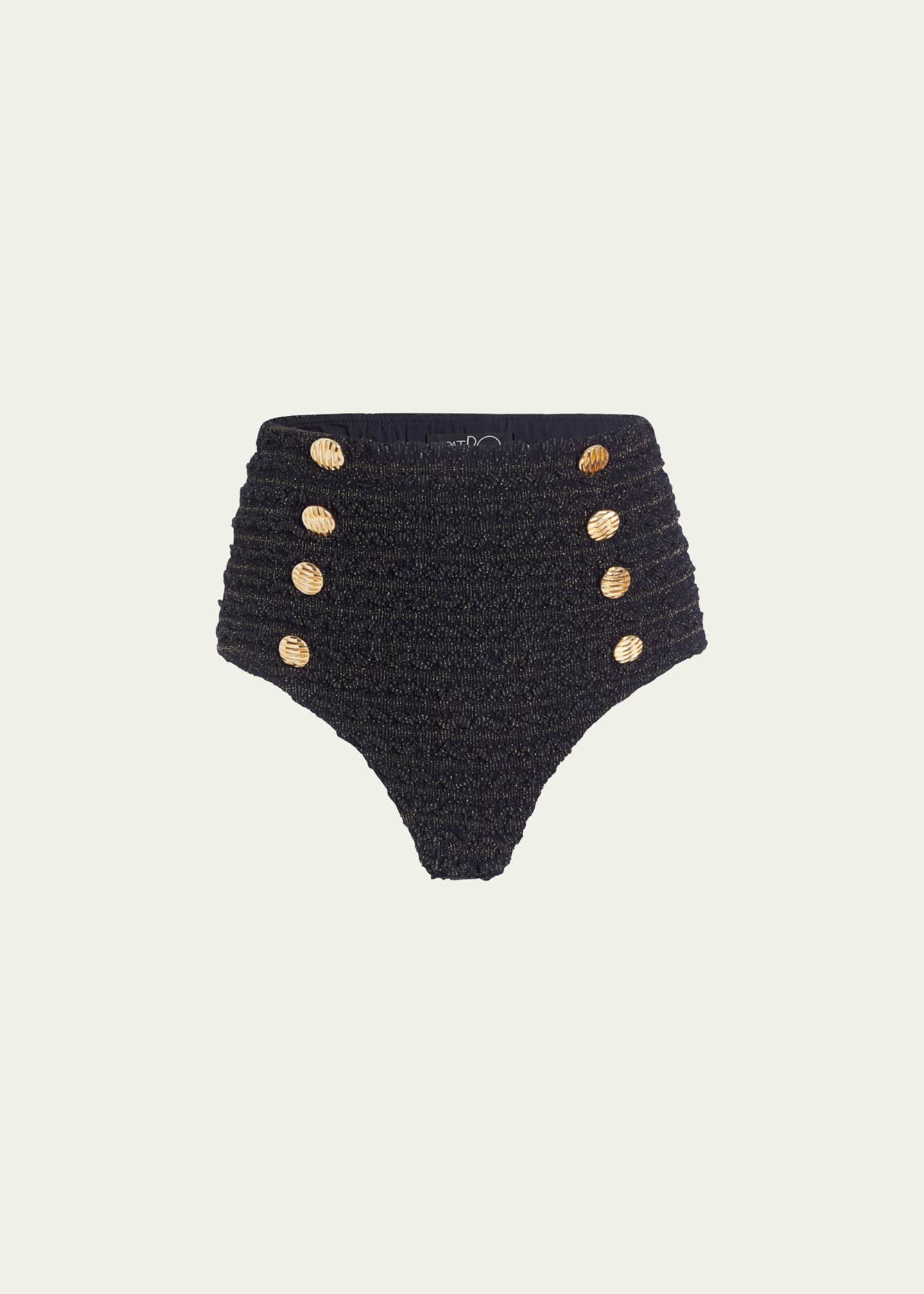 PatBO Crinkle Lurex Bikini Bottoms - Bergdorf Goodman