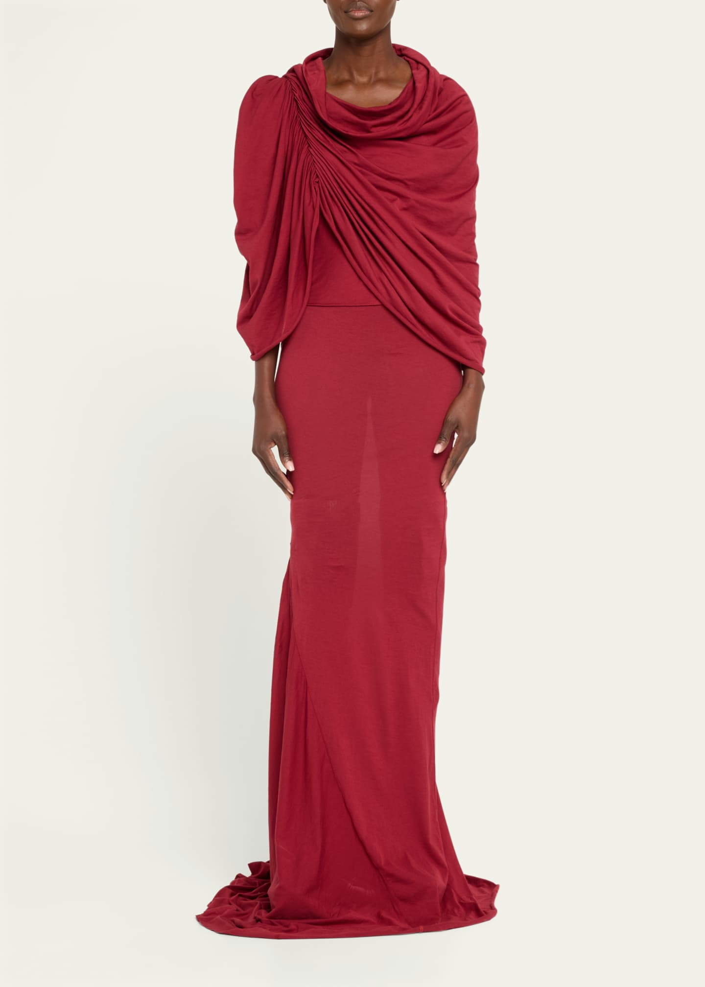 Rick Owens Draped Layered Cowl-Neck Overlay Top - Bergdorf Goodman