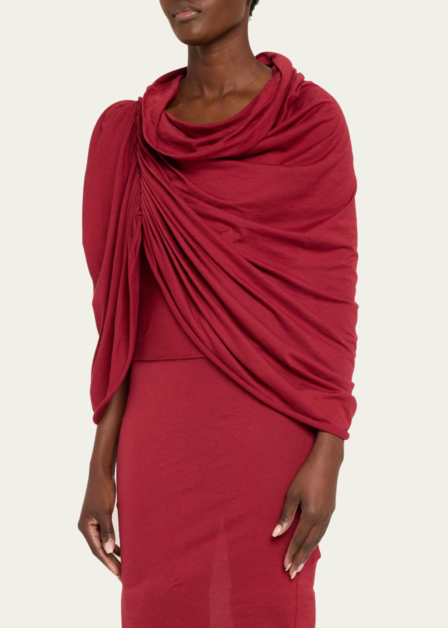 Rick Owens Draped Layered Cowl-Neck Overlay Top - Bergdorf Goodman