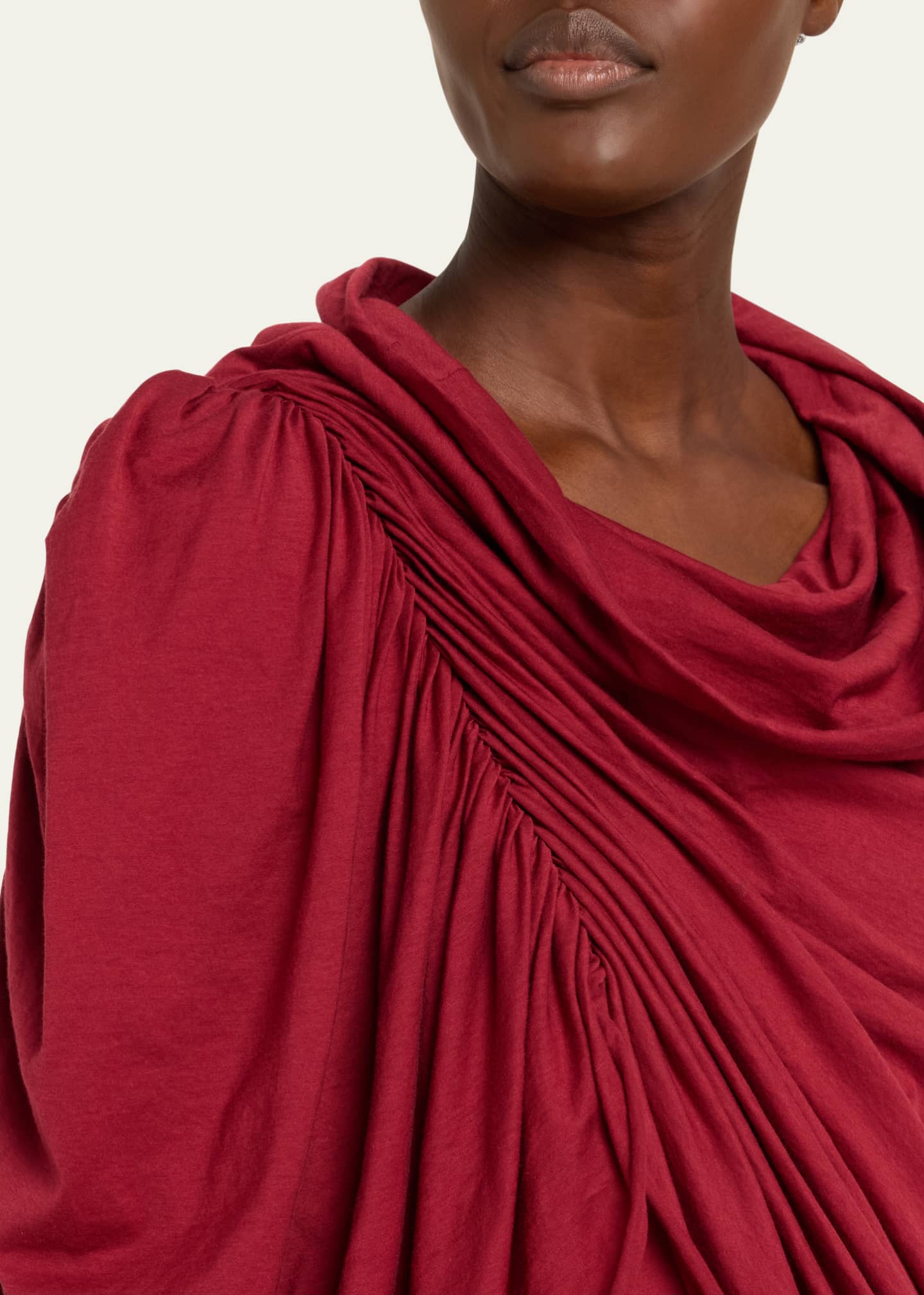 Rick Owens Draped Layered Cowl-Neck Overlay Top - Bergdorf Goodman