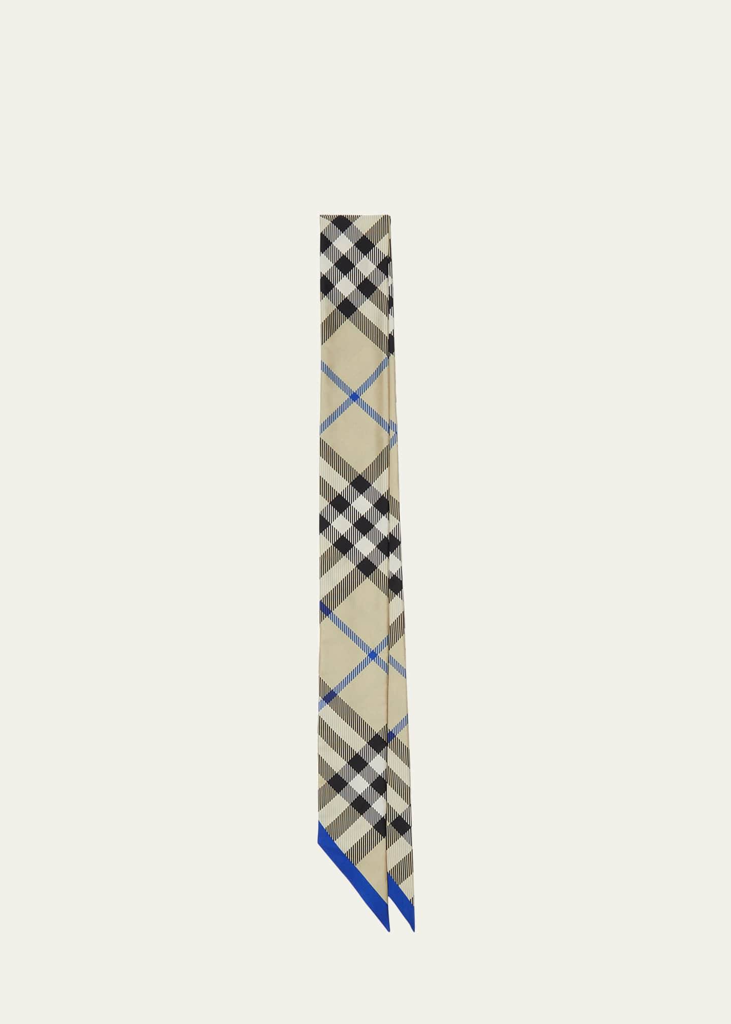 Burberry Blue Check Print Silk Twill Skinny Scarf - Bergdorf Goodman