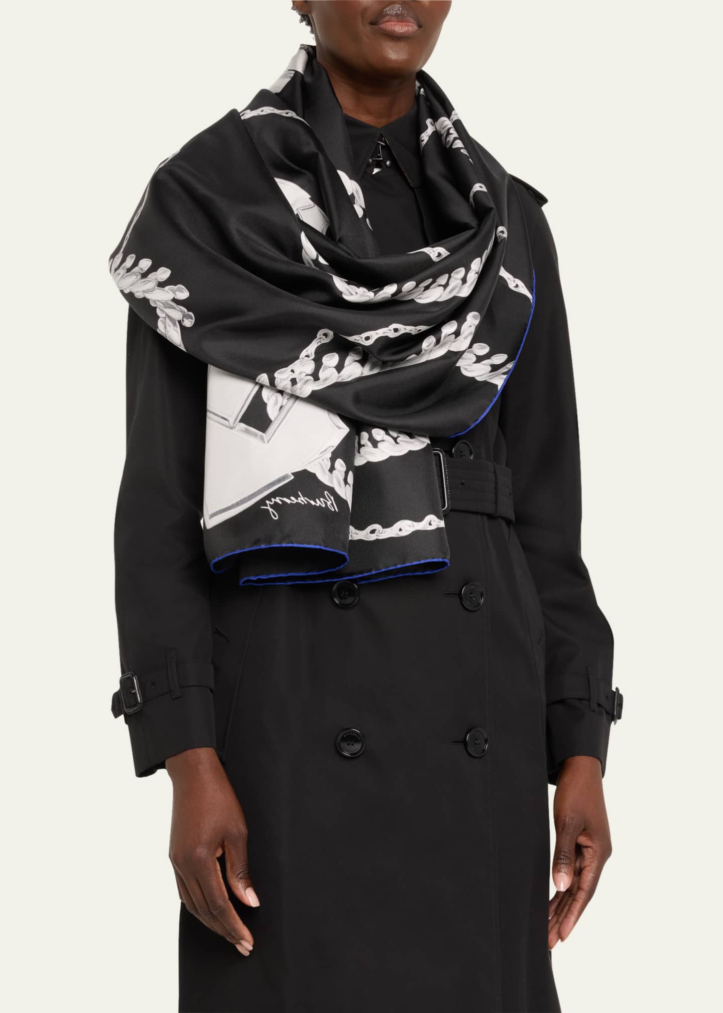 Burberry Shields Chain Silk Twill Scarf - Bergdorf Goodman