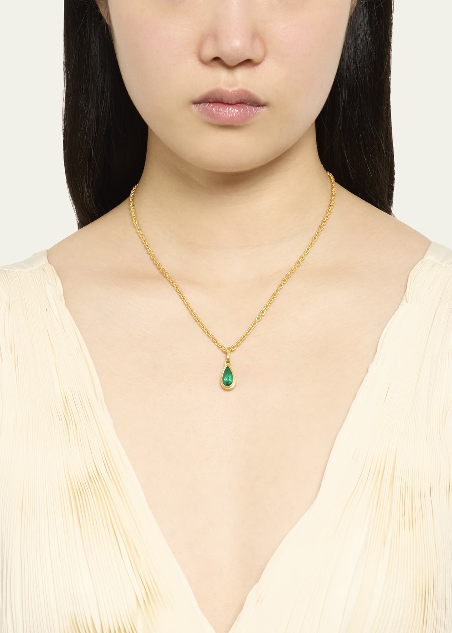 DARIUS Pear Shaped Emerald Ziggurat Pendant Necklace - Bergdorf Goodman