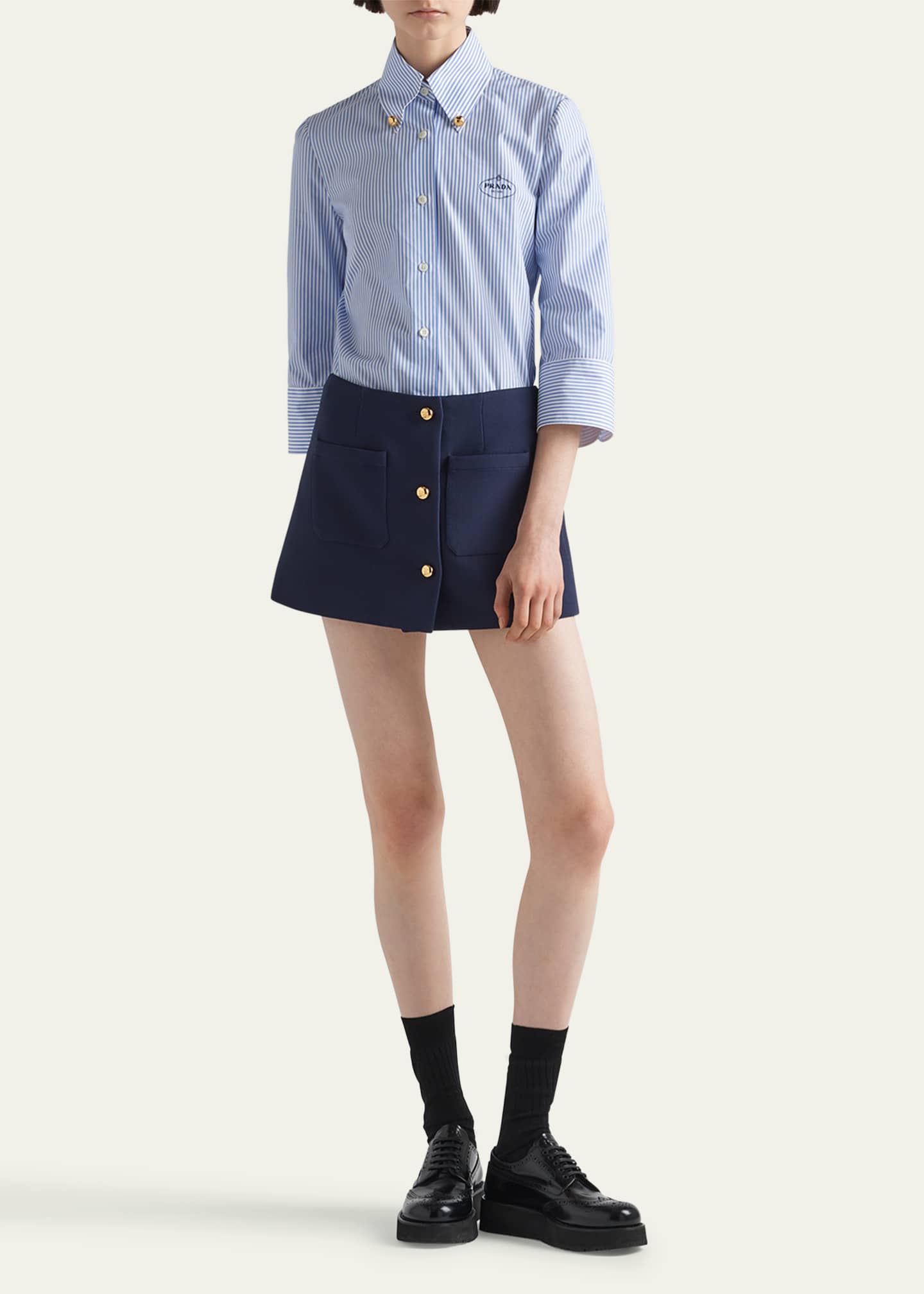 Prada Buttoned Wool Mini Skirt - Bergdorf Goodman