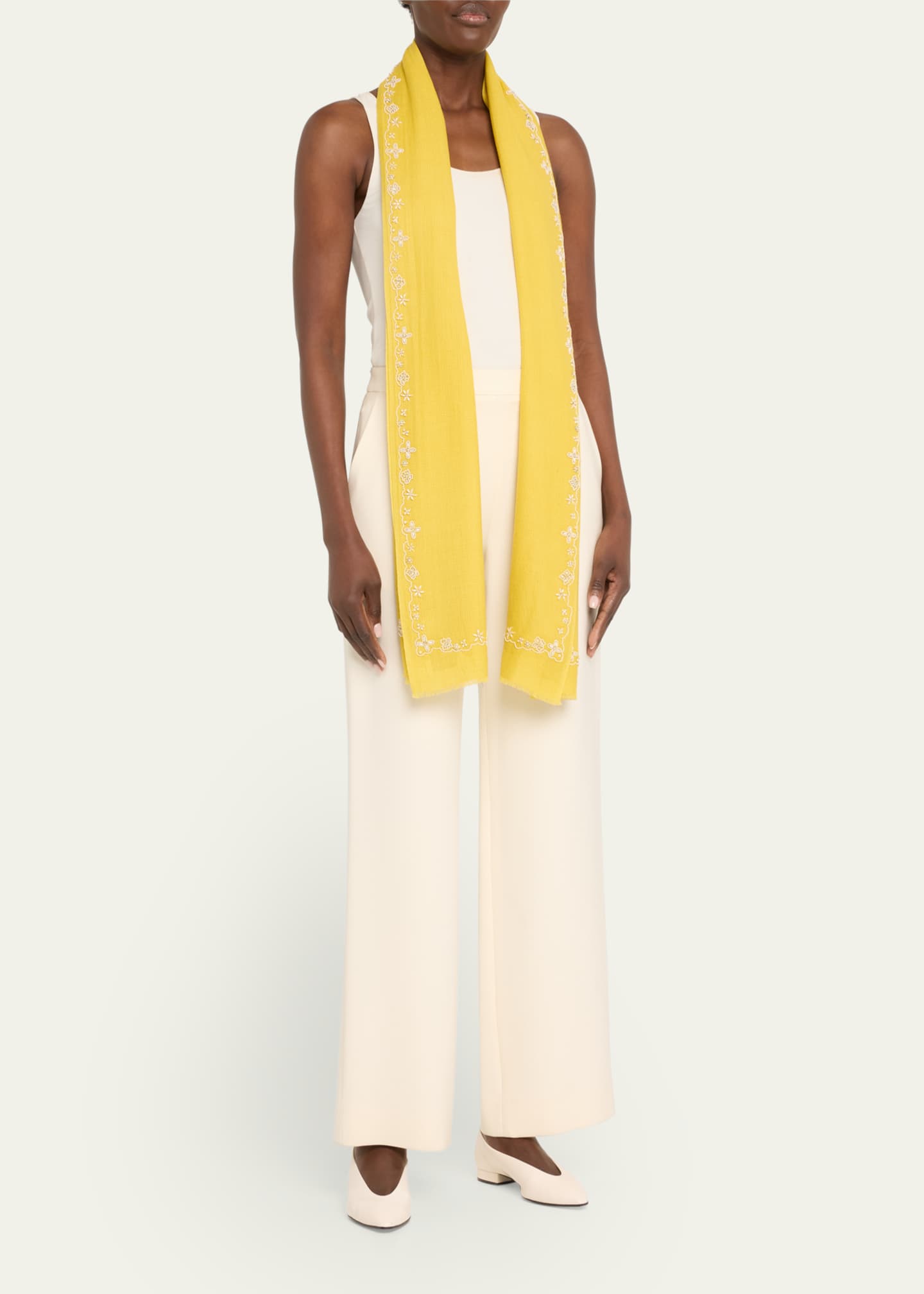 Janavi India Pearly Flowers Merino Wool Scarf - Bergdorf Goodman