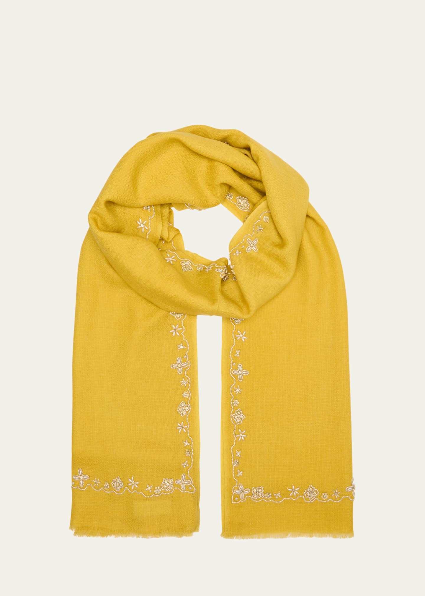 Janavi India Pearly Flowers Merino Wool Scarf - Bergdorf Goodman