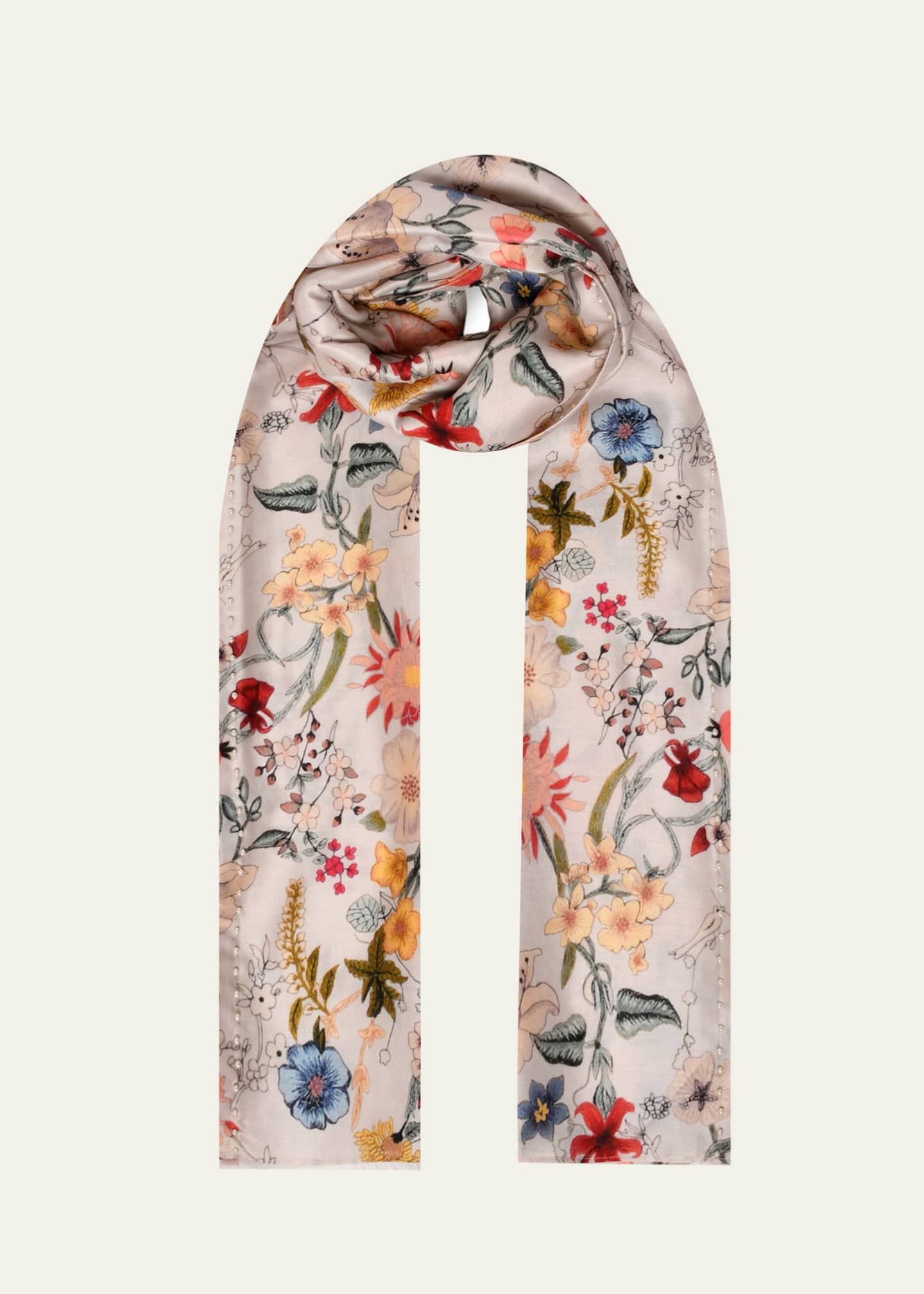 Janavi India Pearly Floral Print Merino Wool Scarf - Bergdorf Goodman