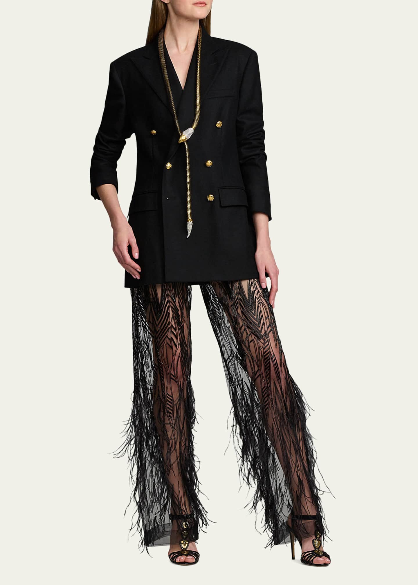 Ralph Lauren Collection Bradlee Beaded Feathered Tulle Pants - Bergdorf ...