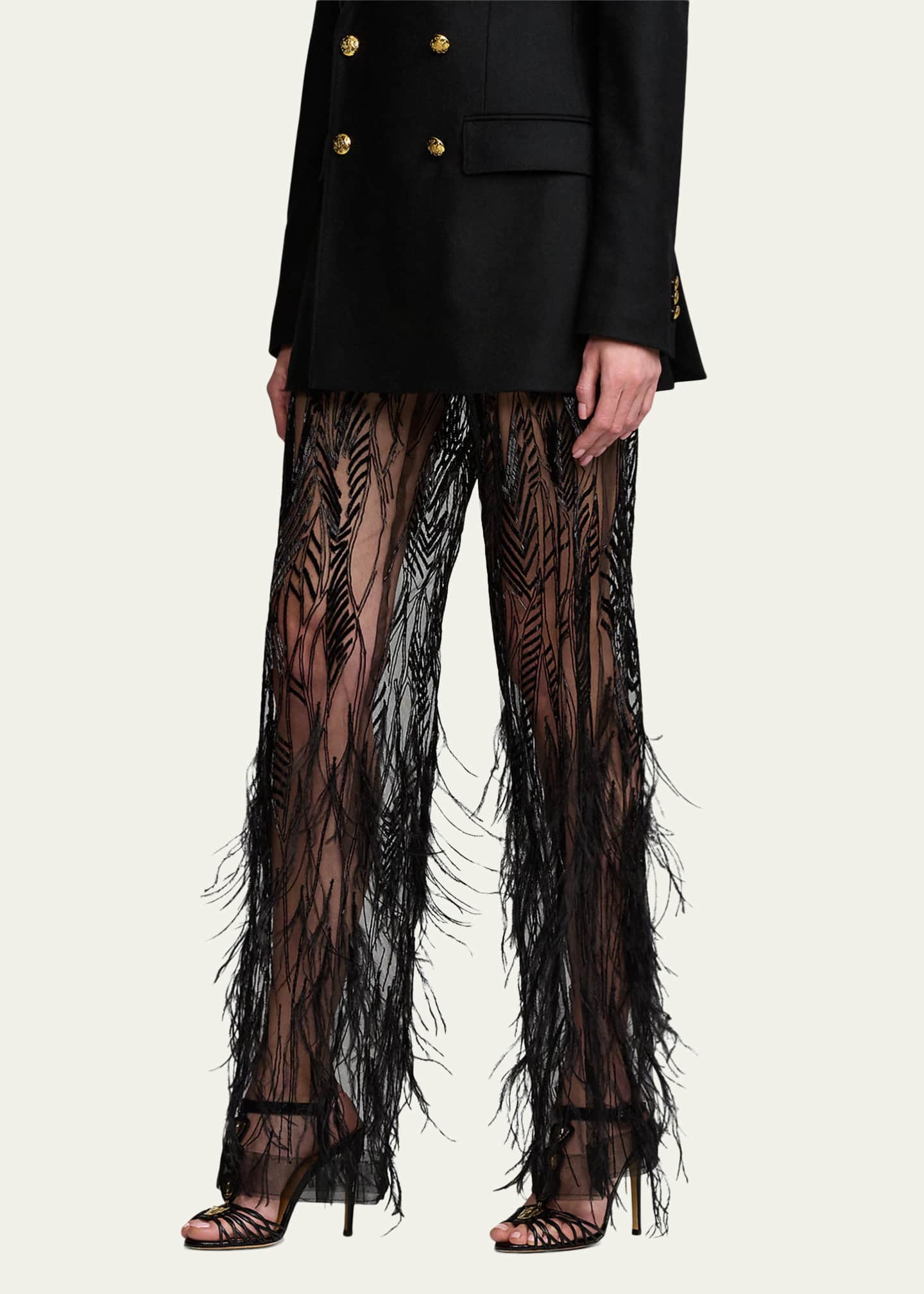 Ralph Lauren Collection Bradlee Beaded Feathered Tulle Pants - Bergdorf ...