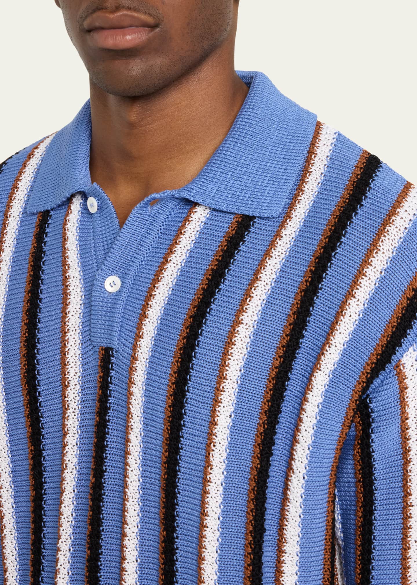 Marni Men's Vertical Striped Knit Polo Shirt - Bergdorf Goodman