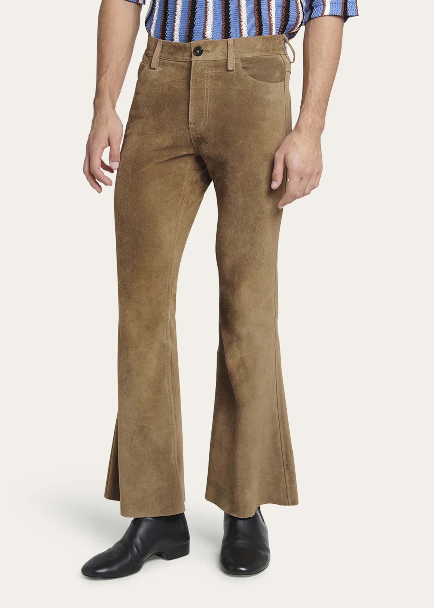Marni Men's Suede 5-Pocket Flare Pants - Bergdorf Goodman