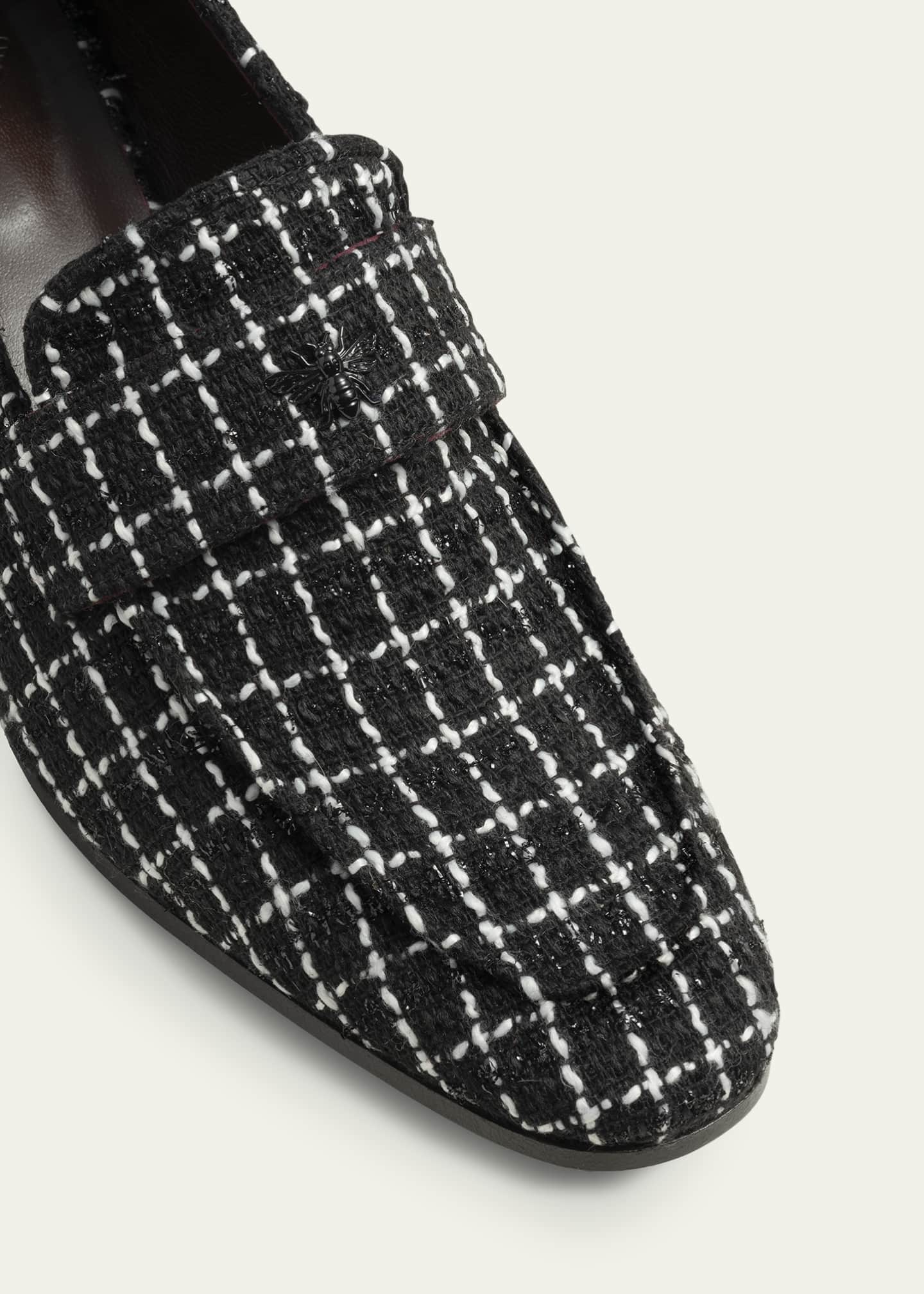 Bougeotte Tweed Medallion Heeled Loafers - Bergdorf Goodman