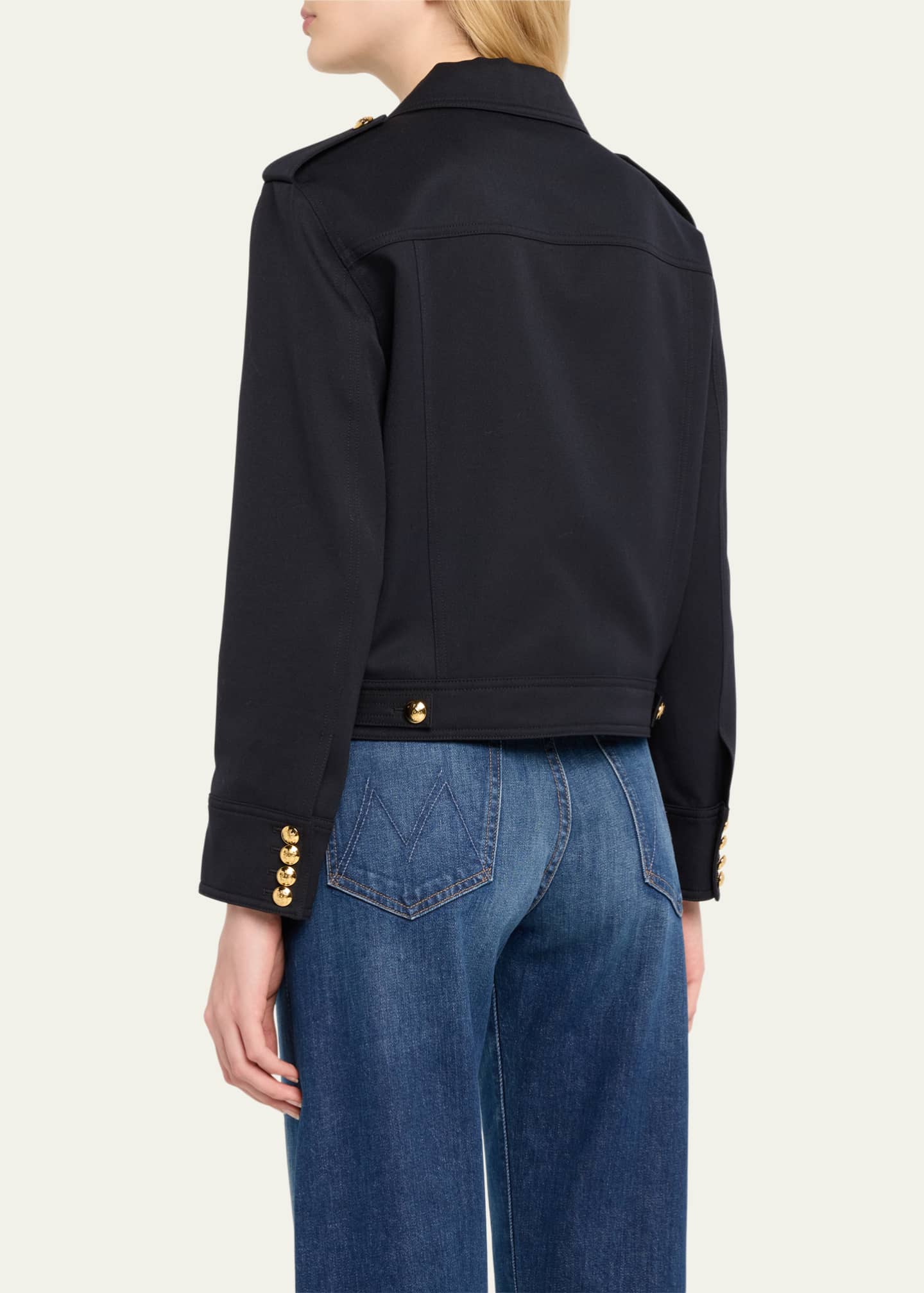 Nili Lotan Lourdes Structured Wool Gabardine Crop Military Jacket ...