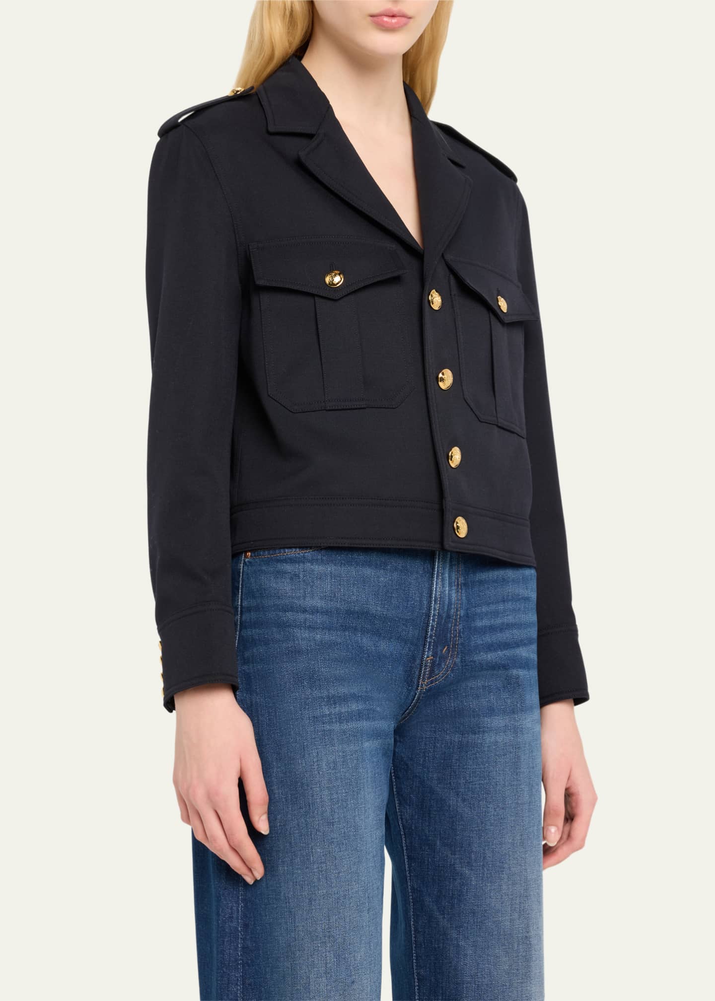 Nili Lotan Lourdes Structured Wool Gabardine Crop Military Jacket ...