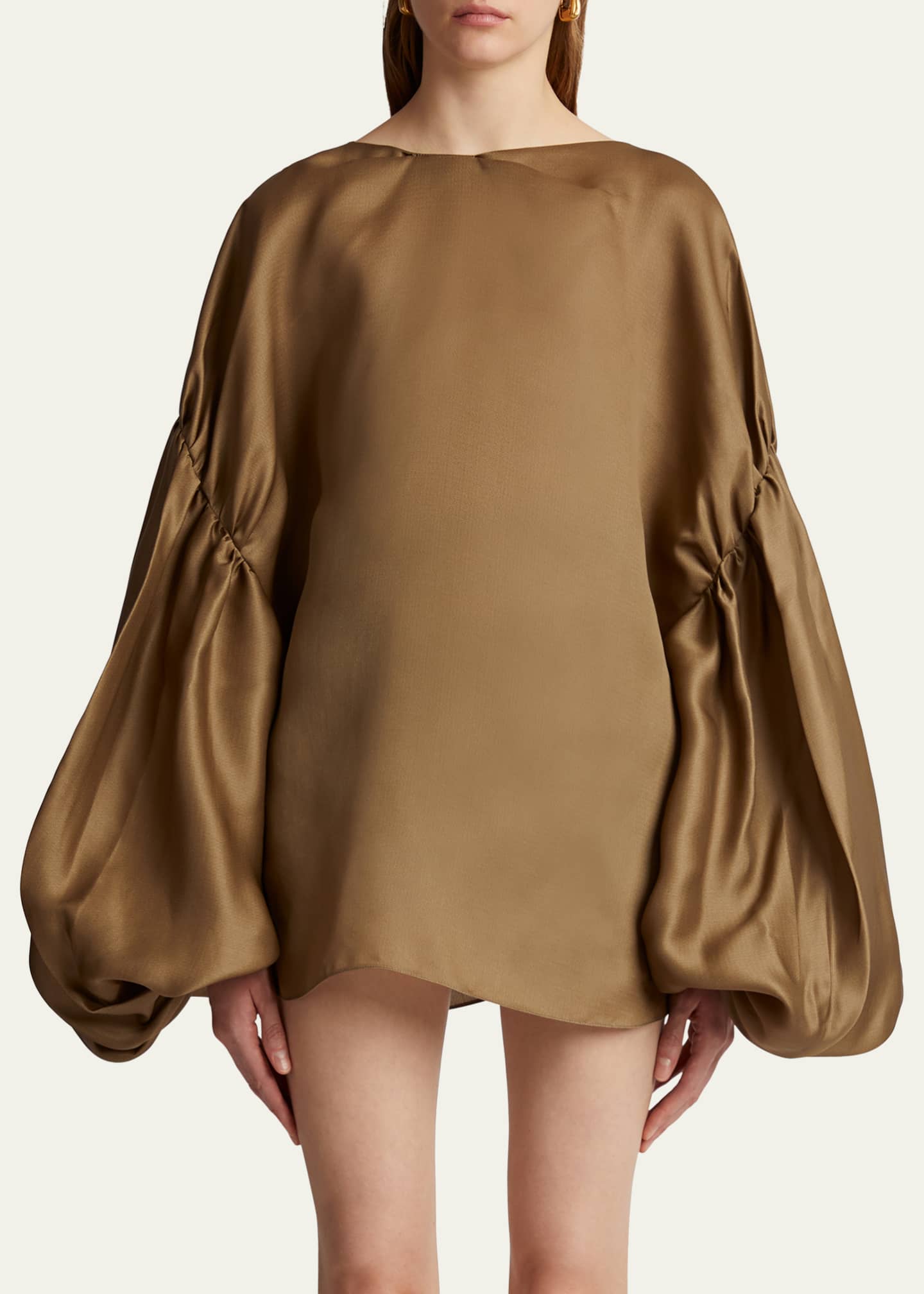 Khaite Quico Balloon-Sleeve Oversized Silk Blouse - Bergdorf Goodman
