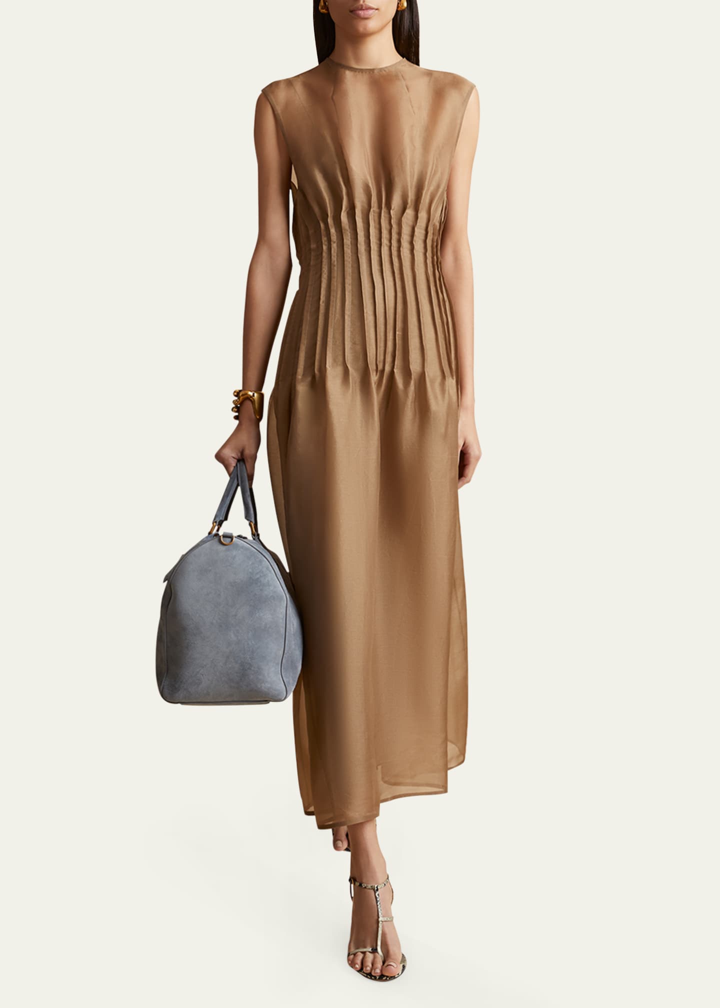 Khaite Wes Pleated Silk Maxi Dress - Bergdorf Goodman