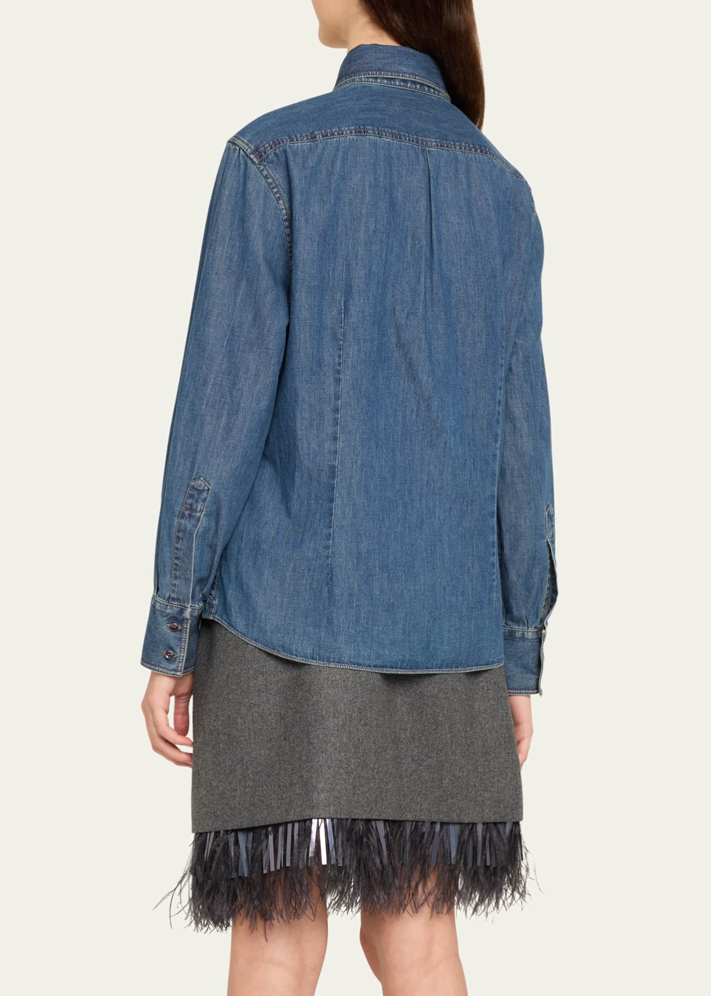 Brunello Cucinelli Monili Pocket Tab Denim Shirt - Bergdorf Goodman