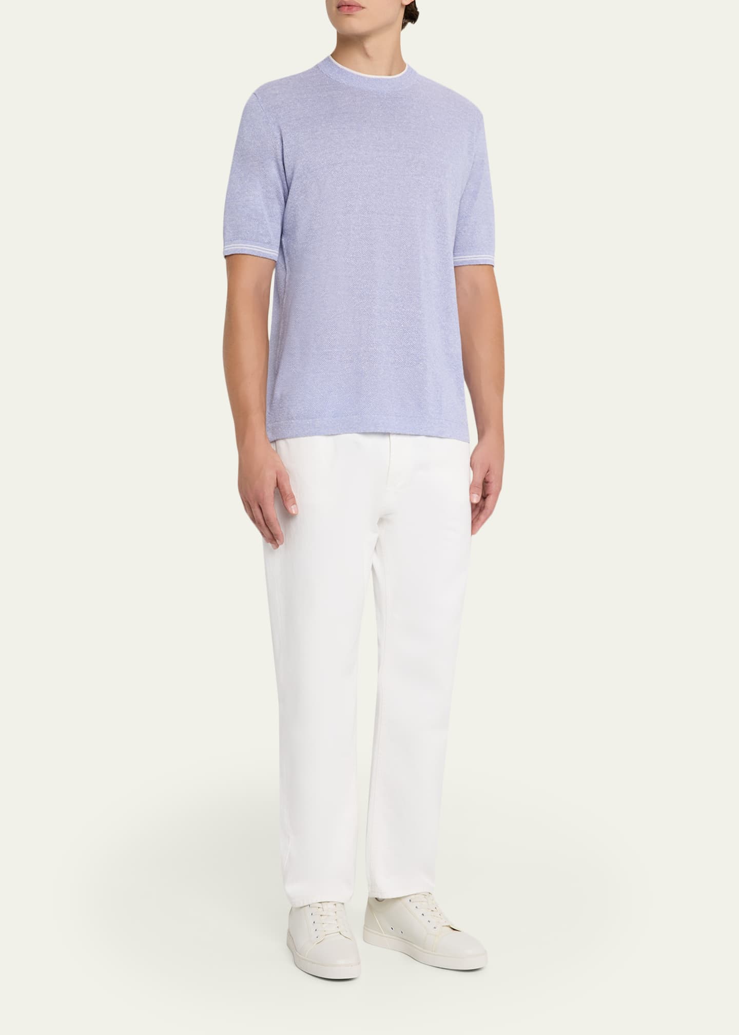 Fioroni Men's Linen-Cotton Pique Crewneck T-Shirt - Bergdorf Goodman