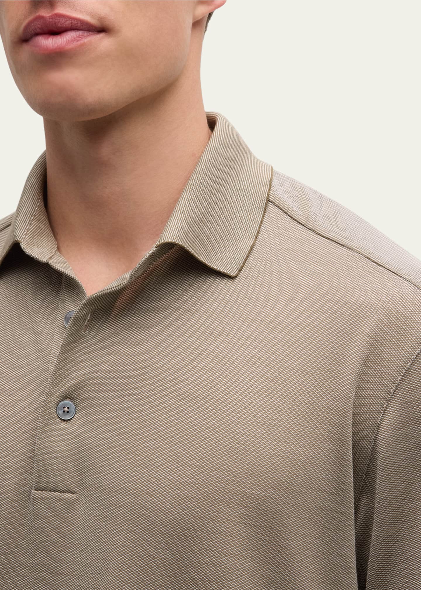 ZEGNA Men's Cotton and Silk Polo Shirt - Bergdorf Goodman