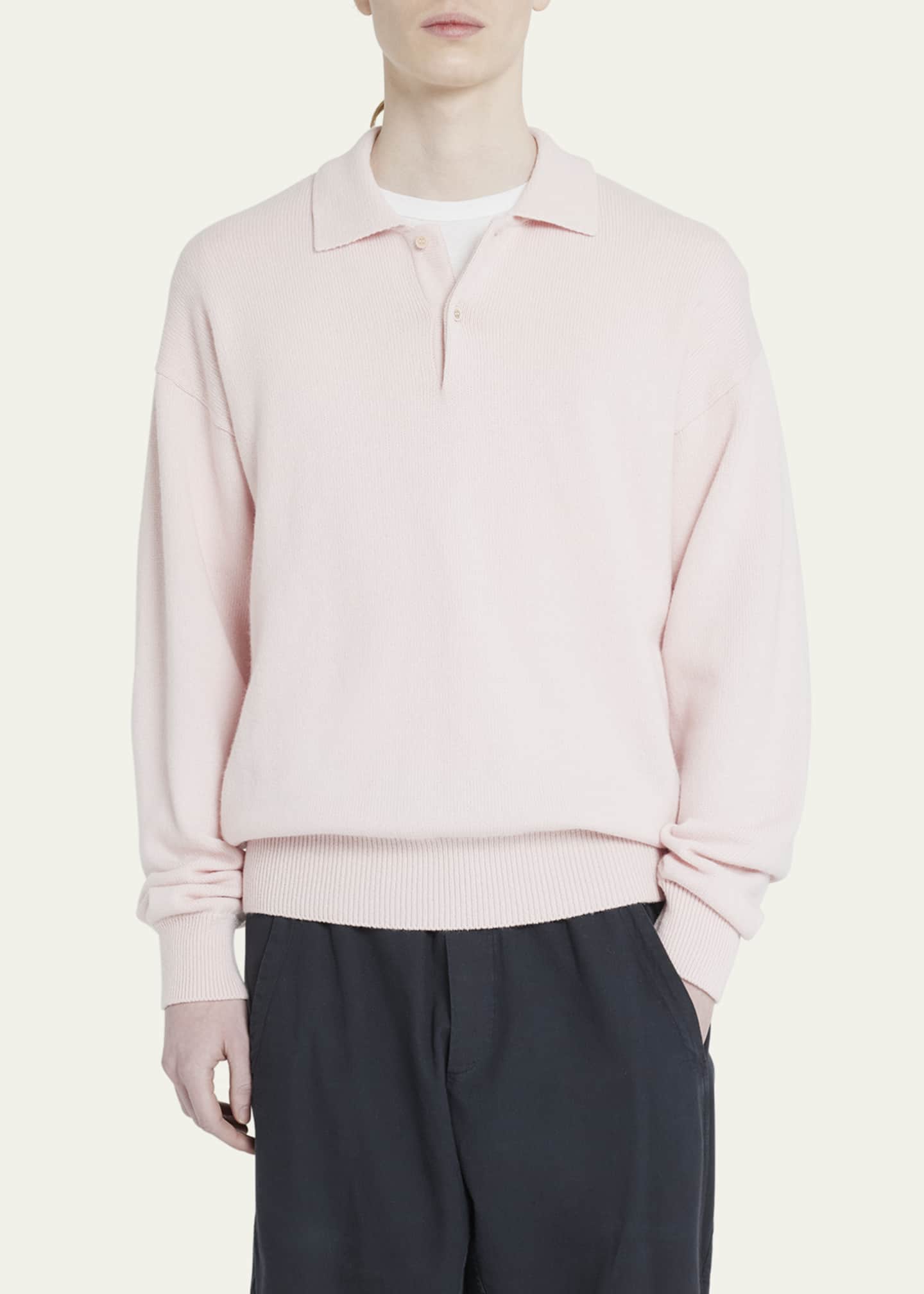 THE ROW Men's Joyce Cotton Cashmere Polo Sweater - Bergdorf Goodman