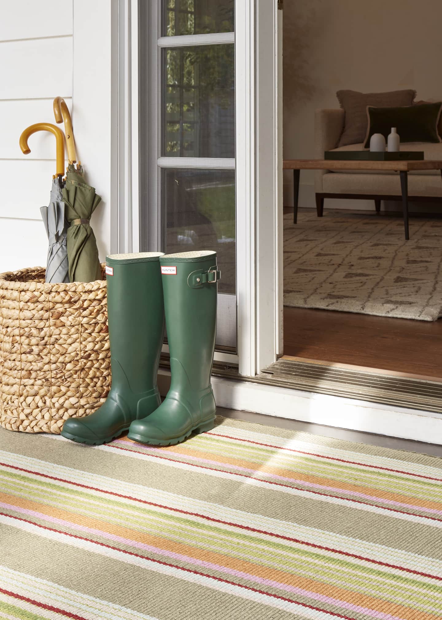 Annie Selke Stone Soup Handwoven Indoor/Outdoor Runner, 2'6" x 20 ...