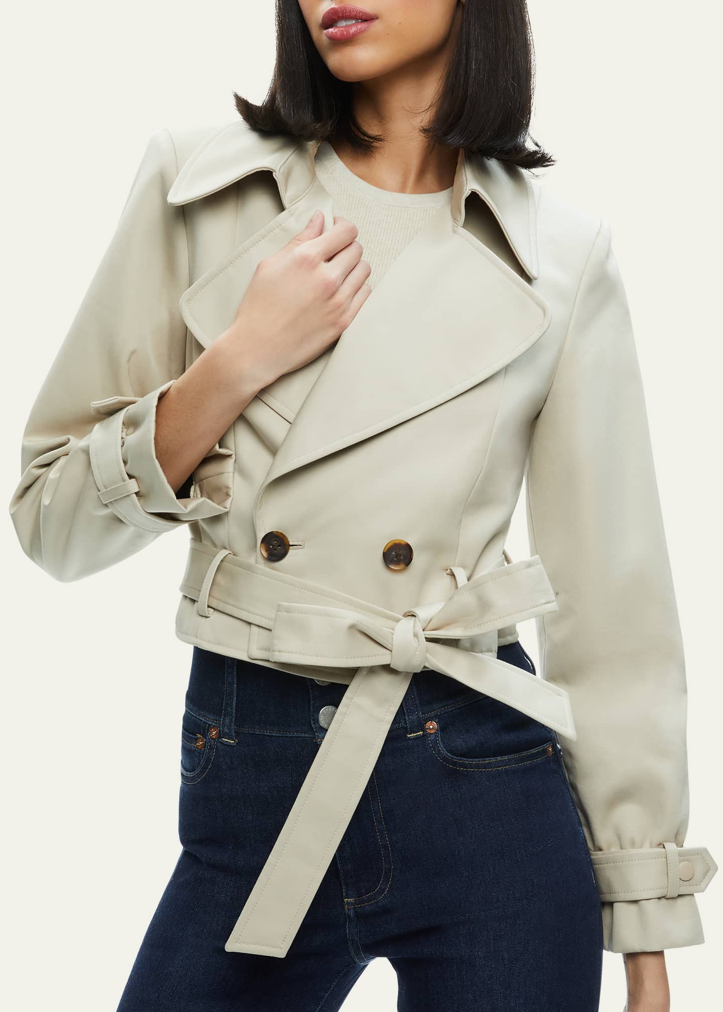 Alice + Olivia Hayley Cropped Trench Coat - Bergdorf Goodman