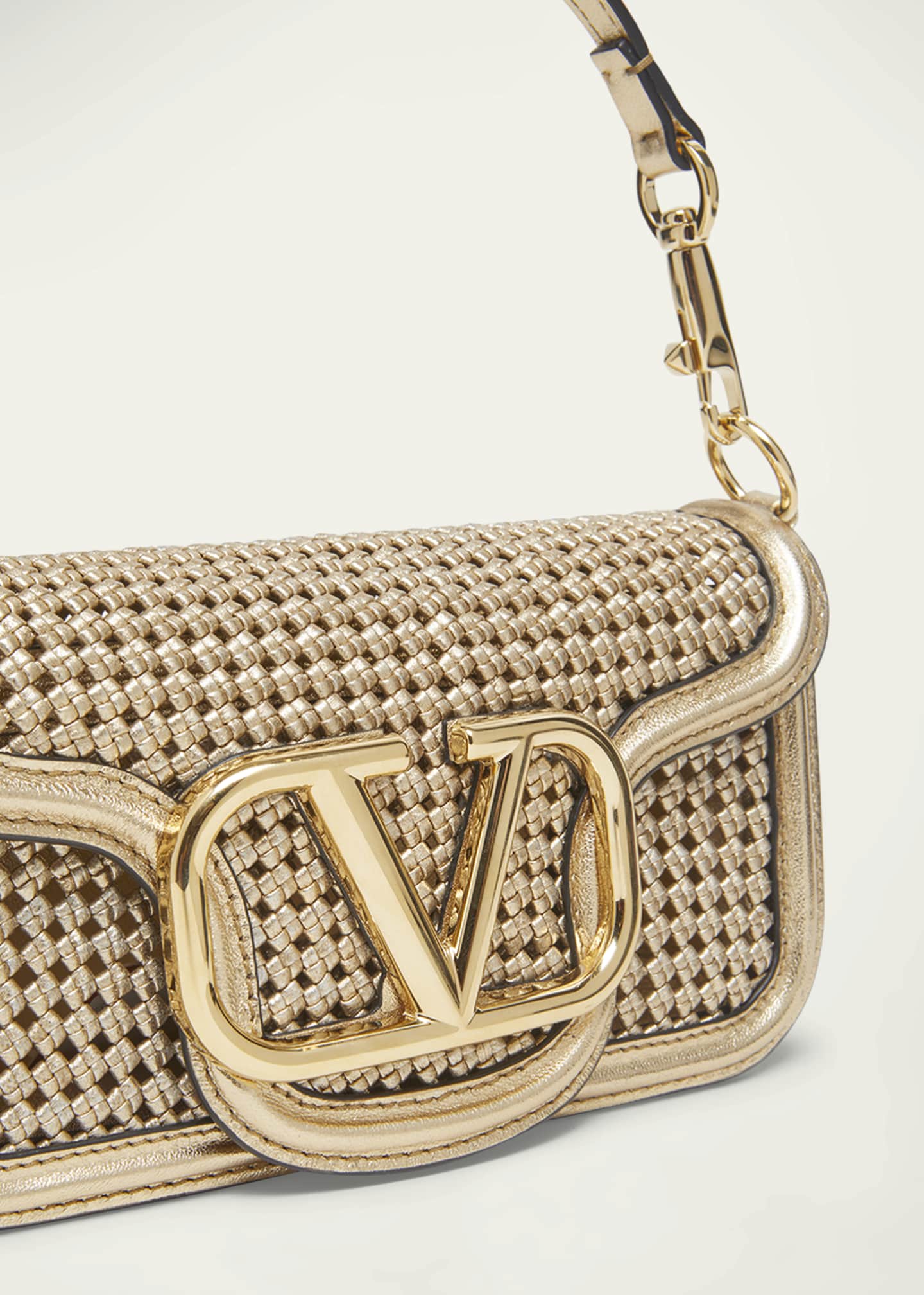 Valentino Garavani Loco Small Woven Metallic Shoulder Bag - Bergdorf ...