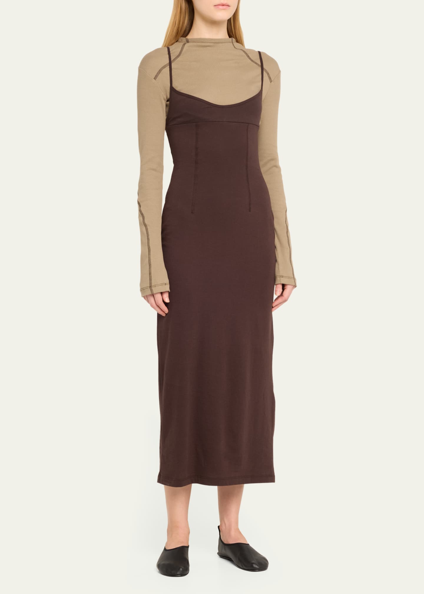 Jane Wade Long-Sleeve Combo Midi Dress - Bergdorf Goodman