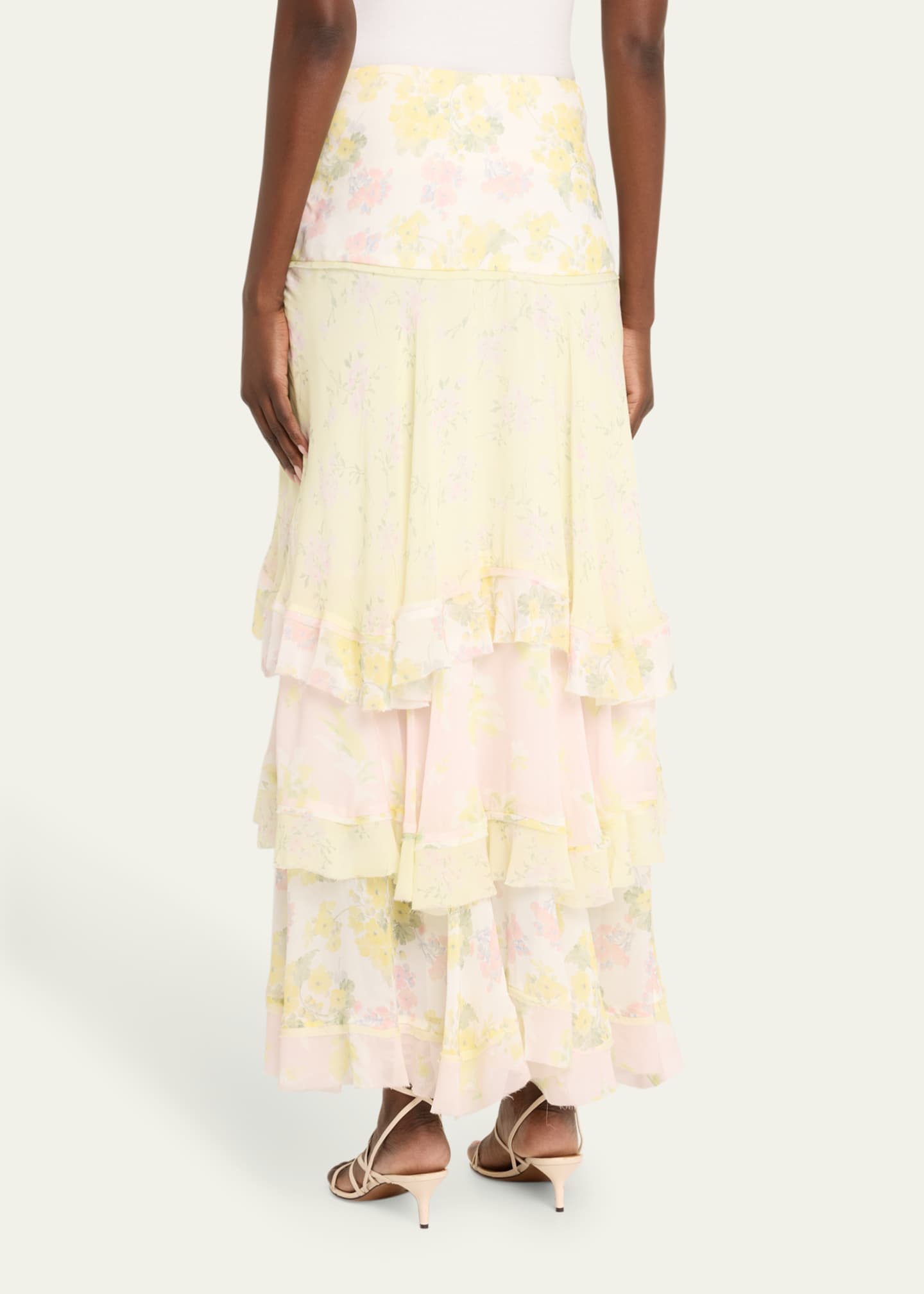 LoveShackFancy Ruella Floral Tiered Ruffle Maxi Skirt - Bergdorf Goodman