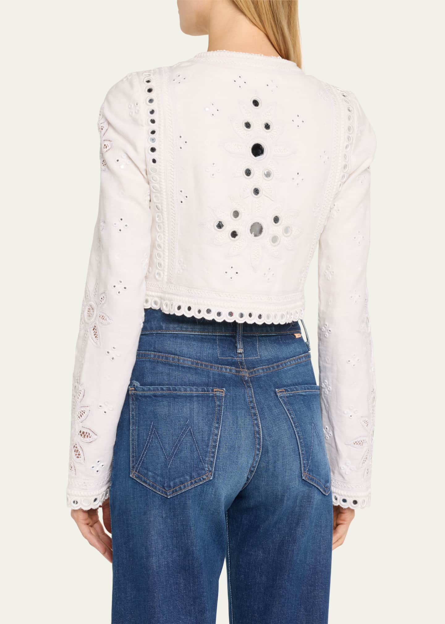 LoveShackFancy Veranda Eyelet Embroidered Crop Jacket - Bergdorf Goodman