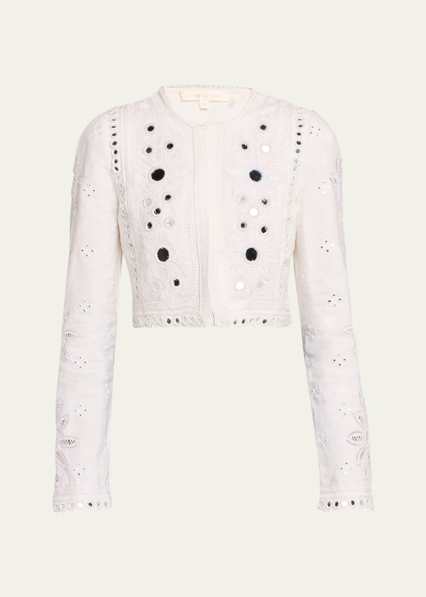 LoveShackFancy Veranda Eyelet Embroidered Crop Jacket - Bergdorf Goodman