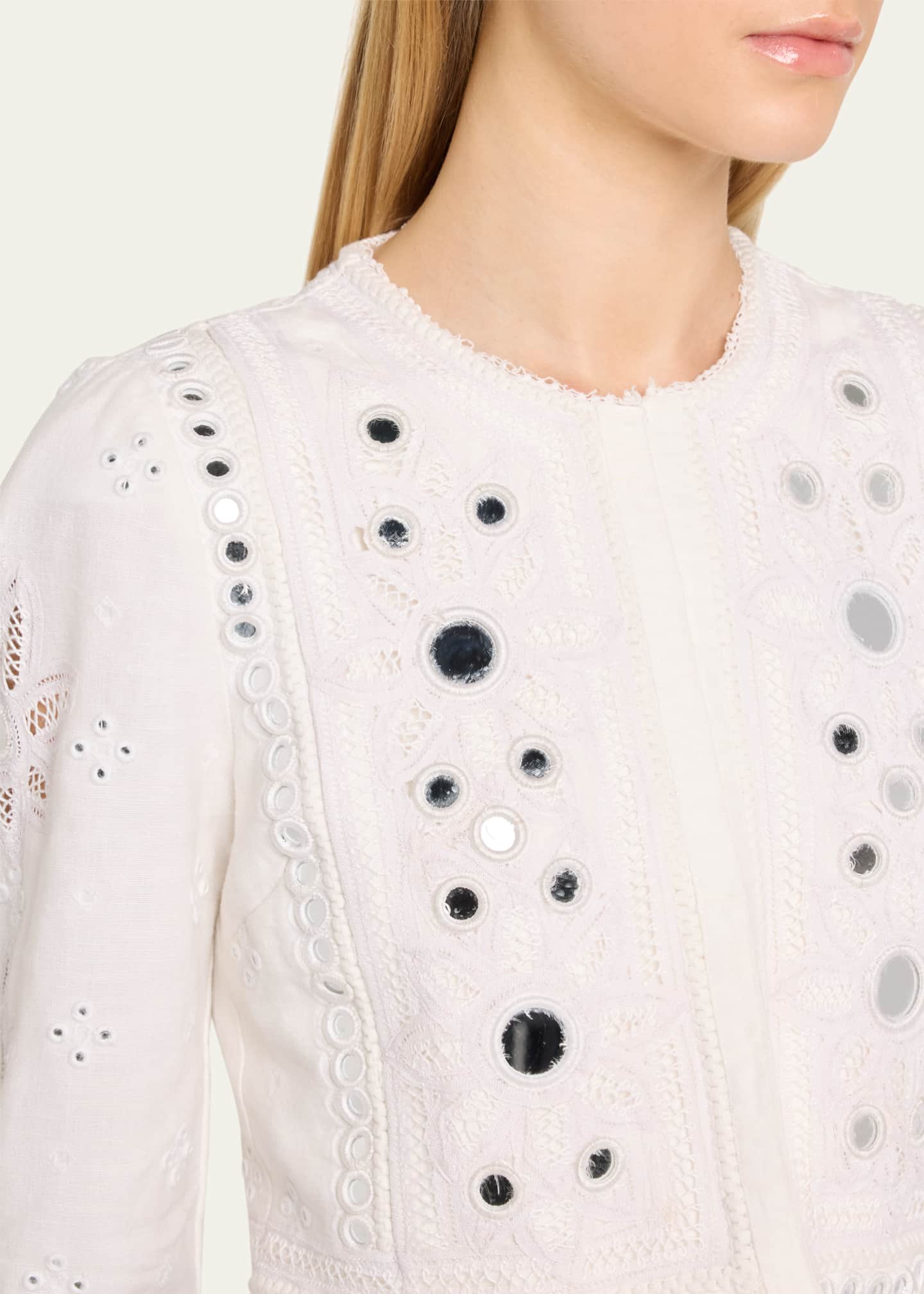 LoveShackFancy Veranda Eyelet Embroidered Crop Jacket - Bergdorf Goodman