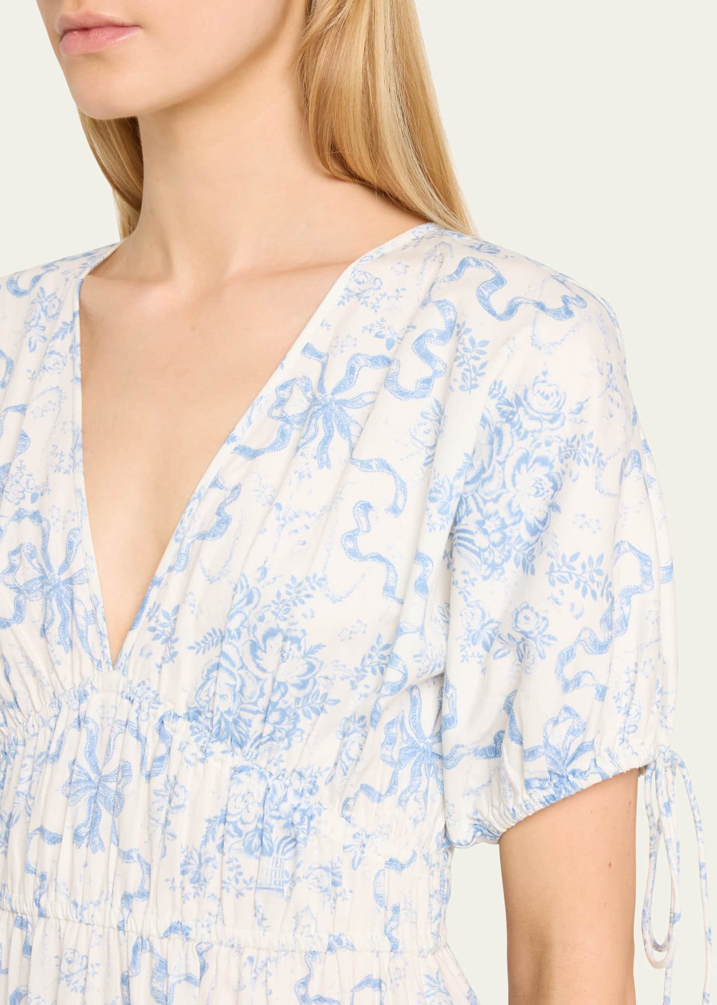 LoveShackFancy Mastey Floral Cotton Cinched-Waist Midi Dress - Bergdorf ...