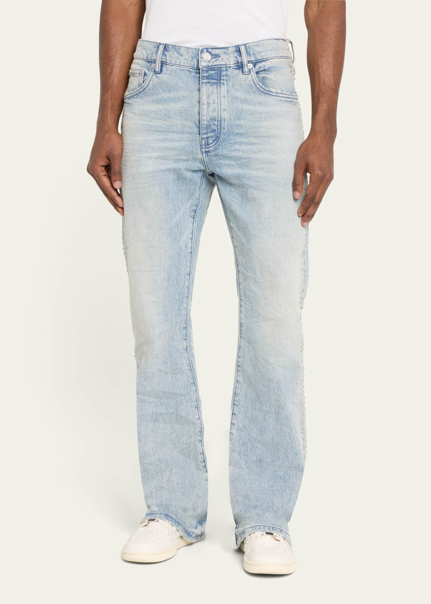 PURPLE Men's Denim Crystal Outline Flare Denim Jeans - Bergdorf Goodman