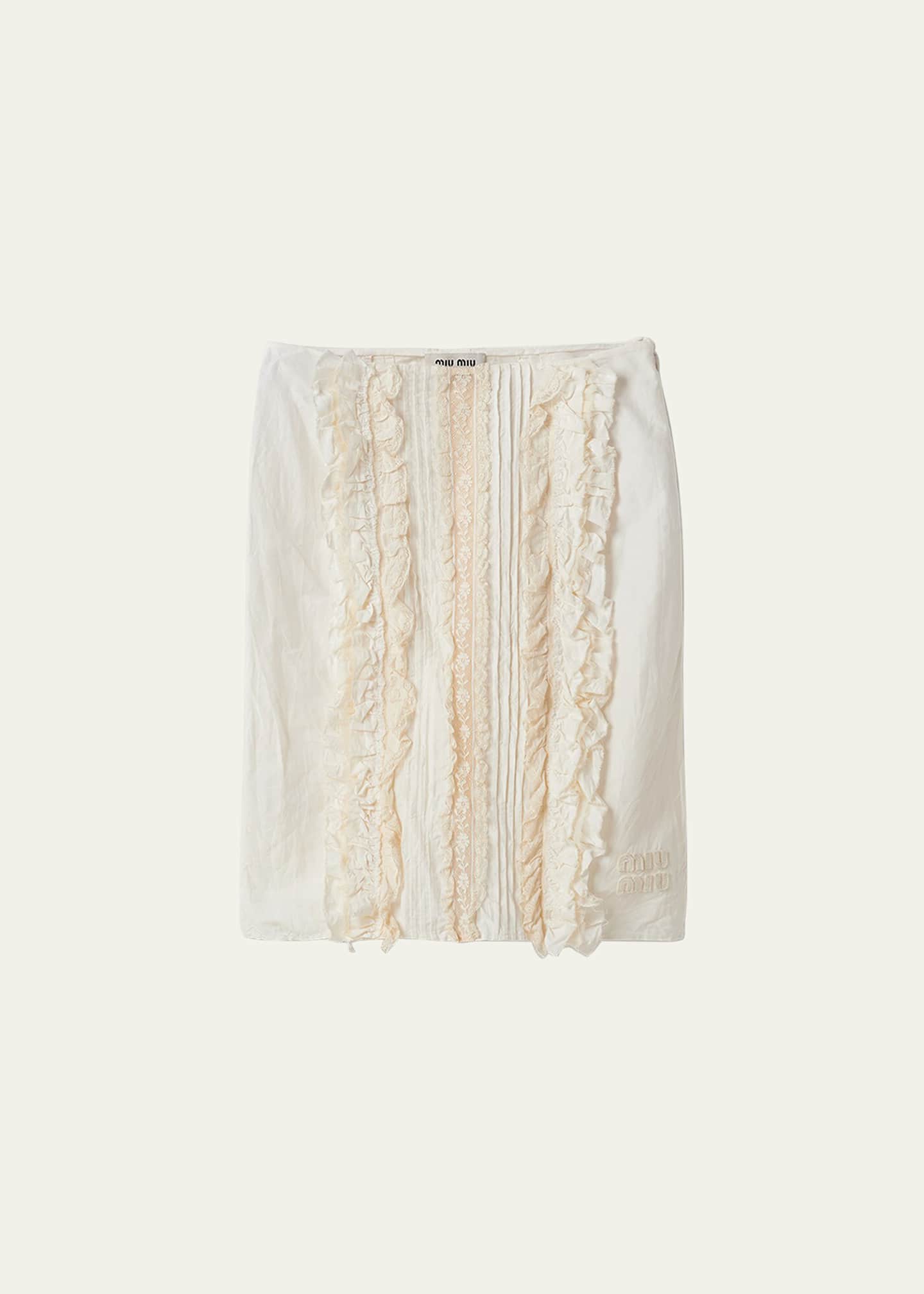 Miu Miu Ruffled Slub Canvas Pencil Skirt - Bergdorf Goodman