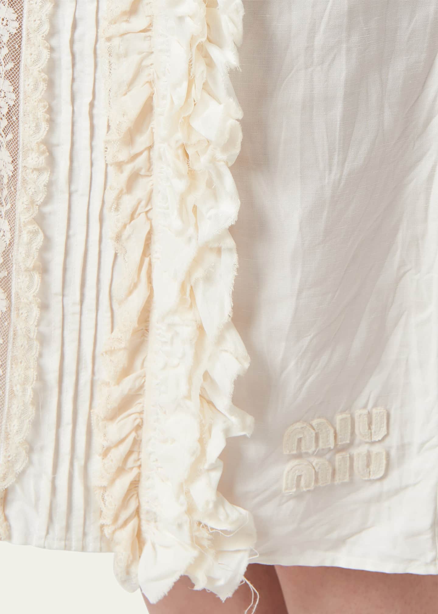 Miu Miu Ruffled Slub Canvas Pencil Skirt - Bergdorf Goodman