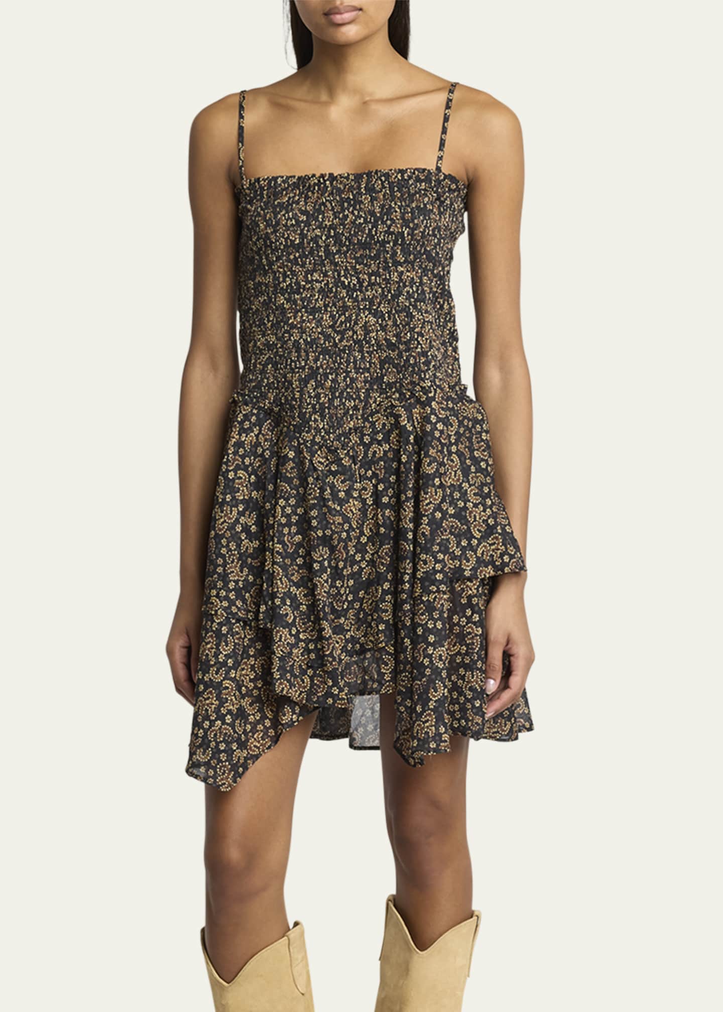 Etoile Isabel Marant Anka Smocked A-Line Mini Dress - Bergdorf Goodman