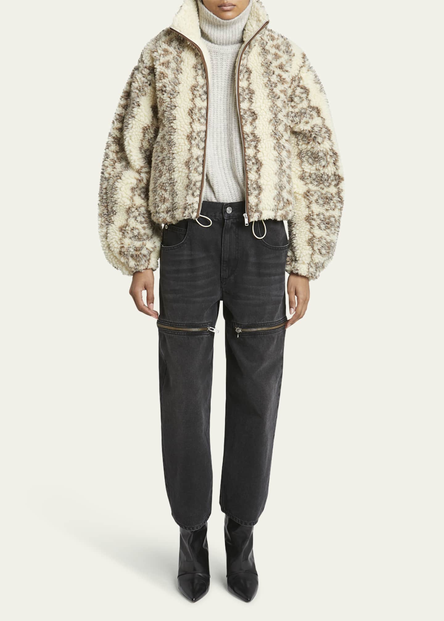 Etoile Isabel Marant Mackensy Fuzzy Zip-Front Jacket - Bergdorf Goodman