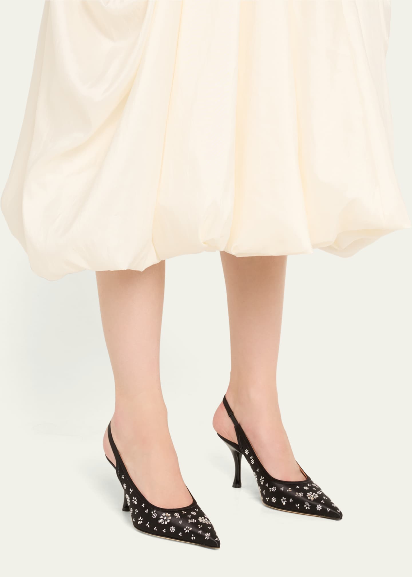 Malone Souliers x Tabitha Simmons Cameron Crystal Satin Slingback Pumps ...