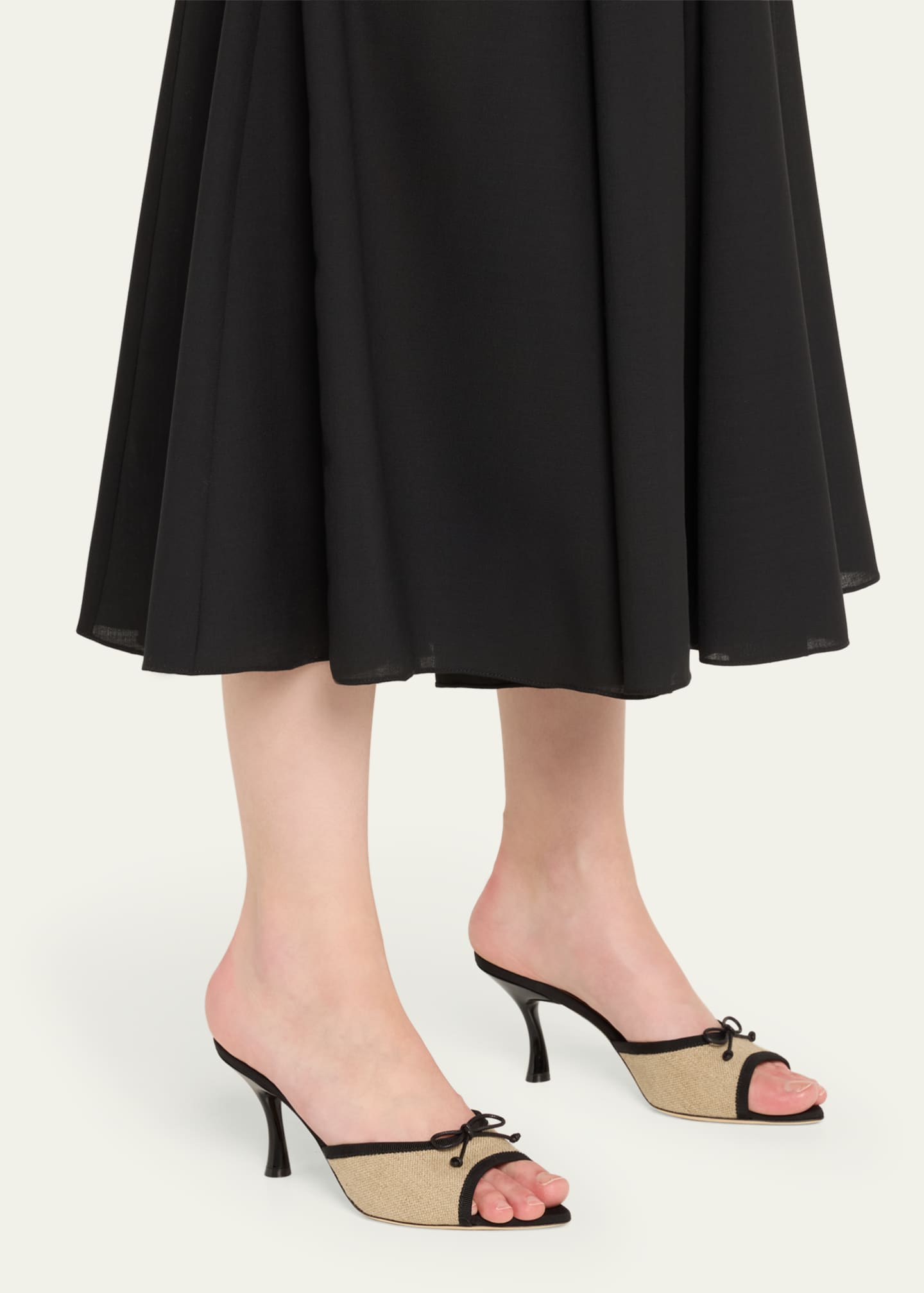 Malone Souliers x Tabitha Simmons Lily Linen Bow Mule Sandals ...