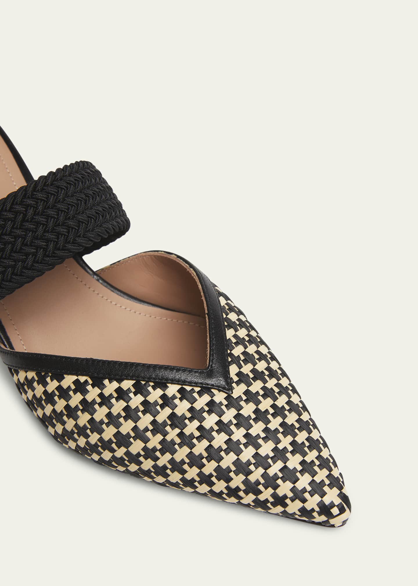 Malone Souliers Bicolor Raffia Mule Pumps - Bergdorf Goodman
