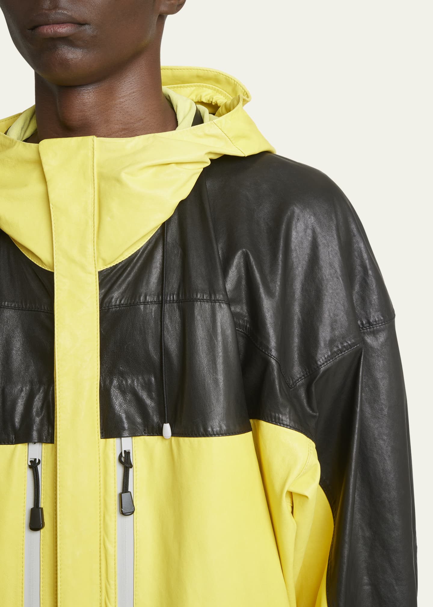 Givenchy Men's Oversized Colorblock Leather Anorak - Bergdorf Goodman