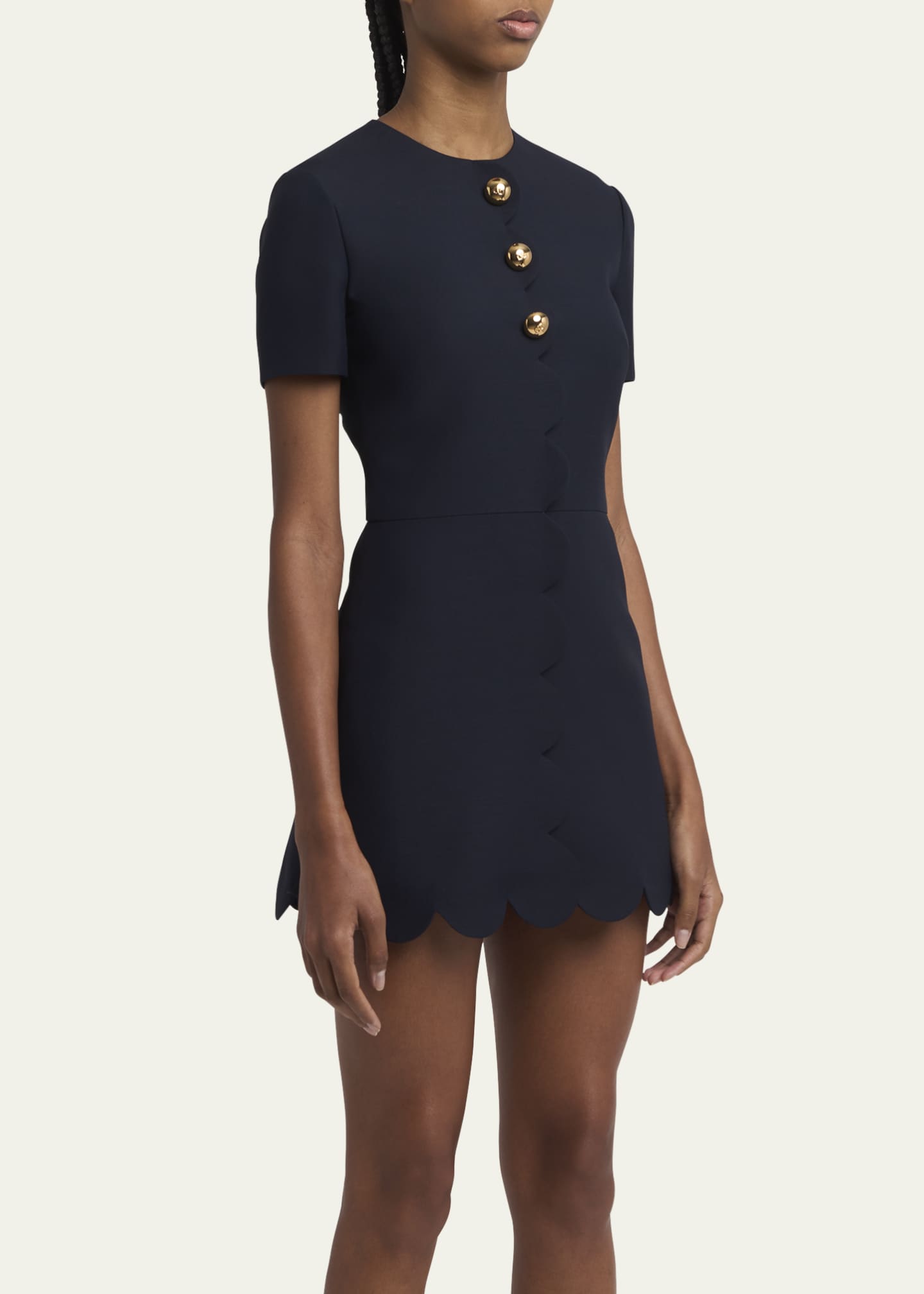 Valentino Garavani Scalloped Wool Mini Dress - Bergdorf Goodman