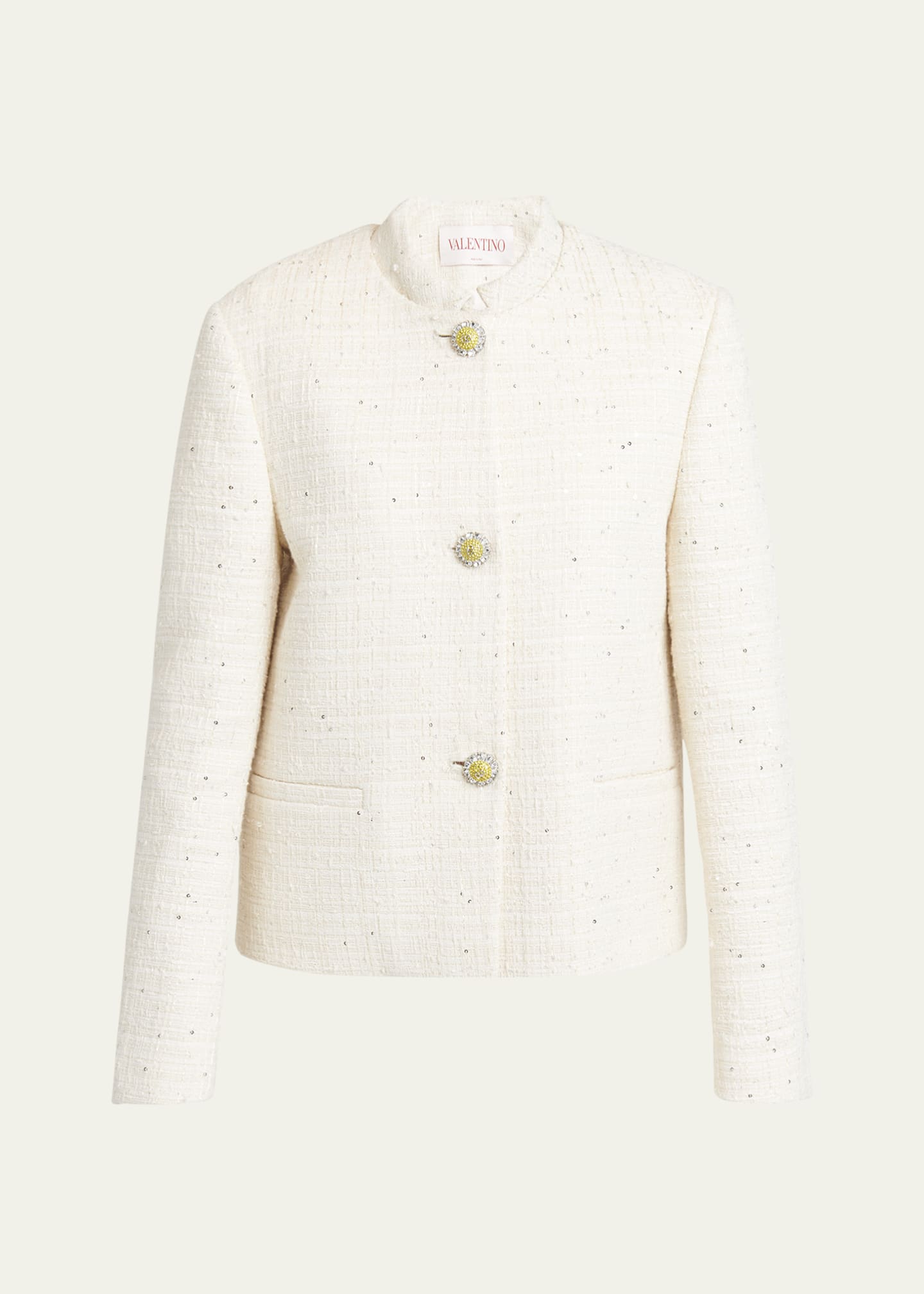 Valentino Garavani Tweed Sequined Boxy Jacket - Bergdorf Goodman