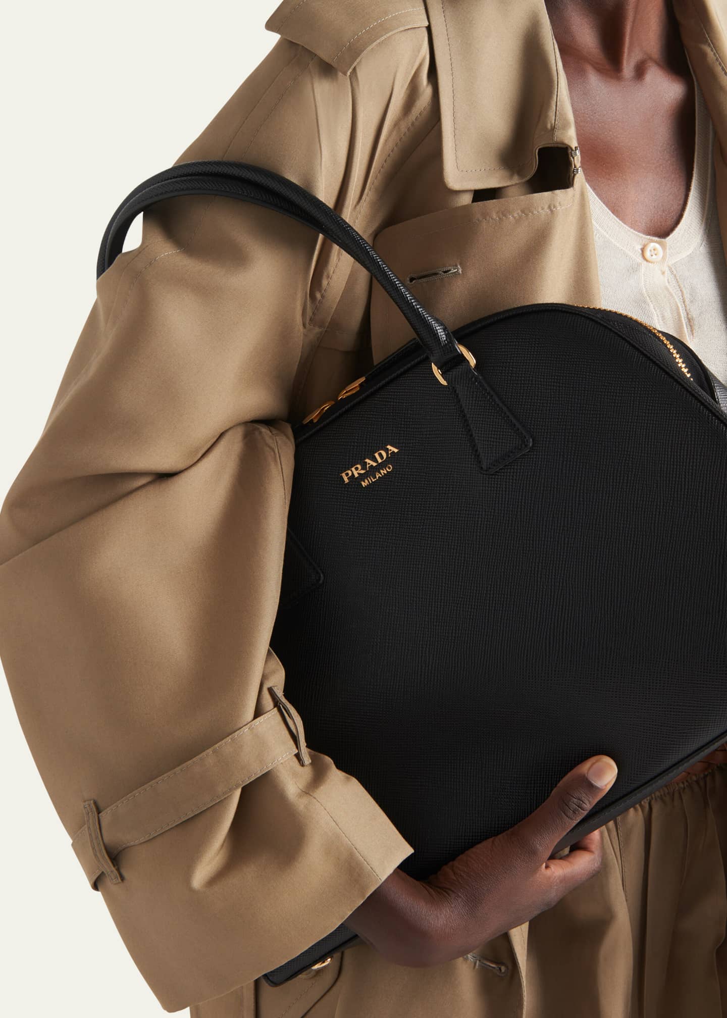 Prada Large Calf Leather Top-Handle Bag - Bergdorf Goodman