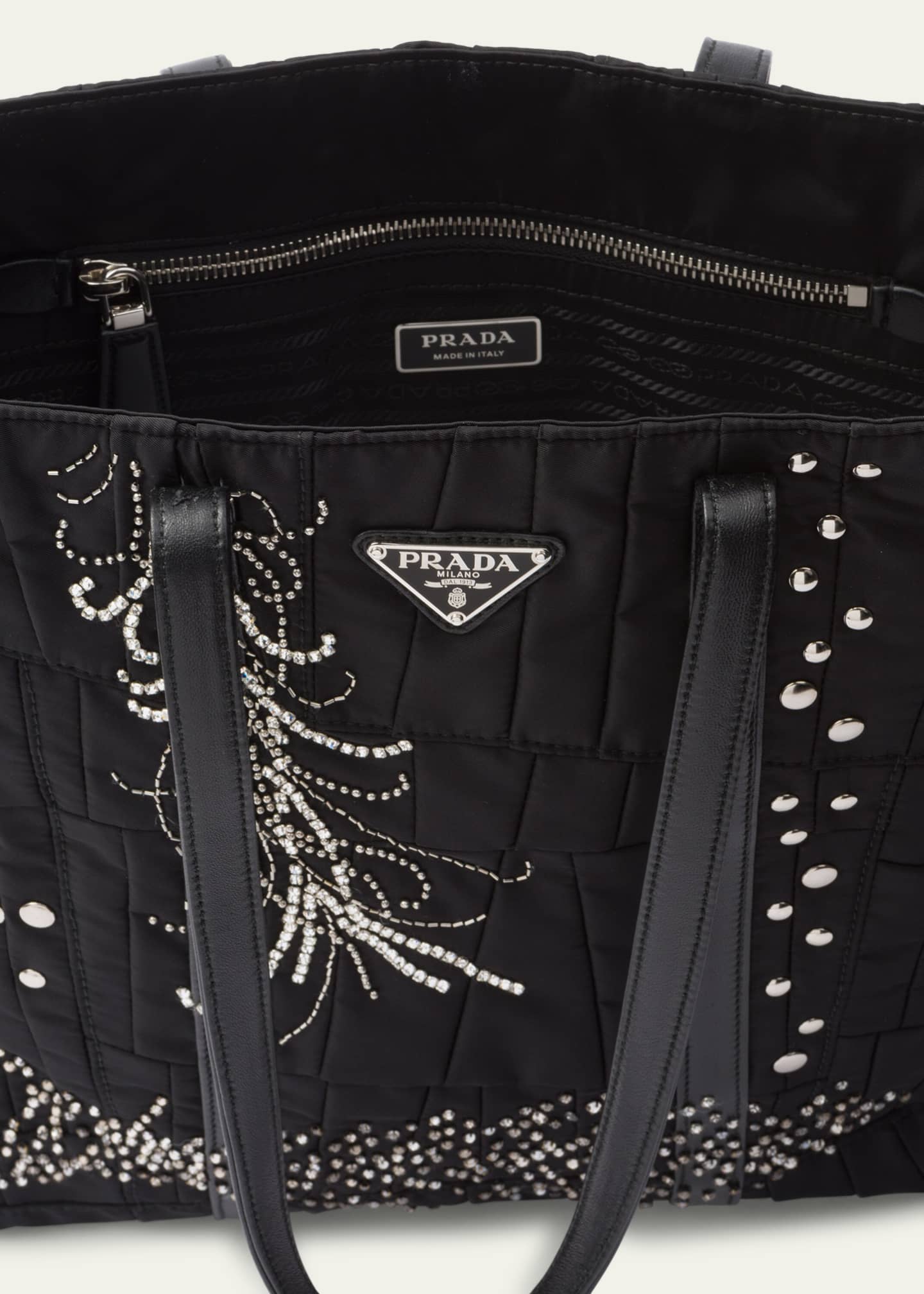 Prada Medium Embellished Quilted Nylon Tote Bag - Bergdorf Goodman