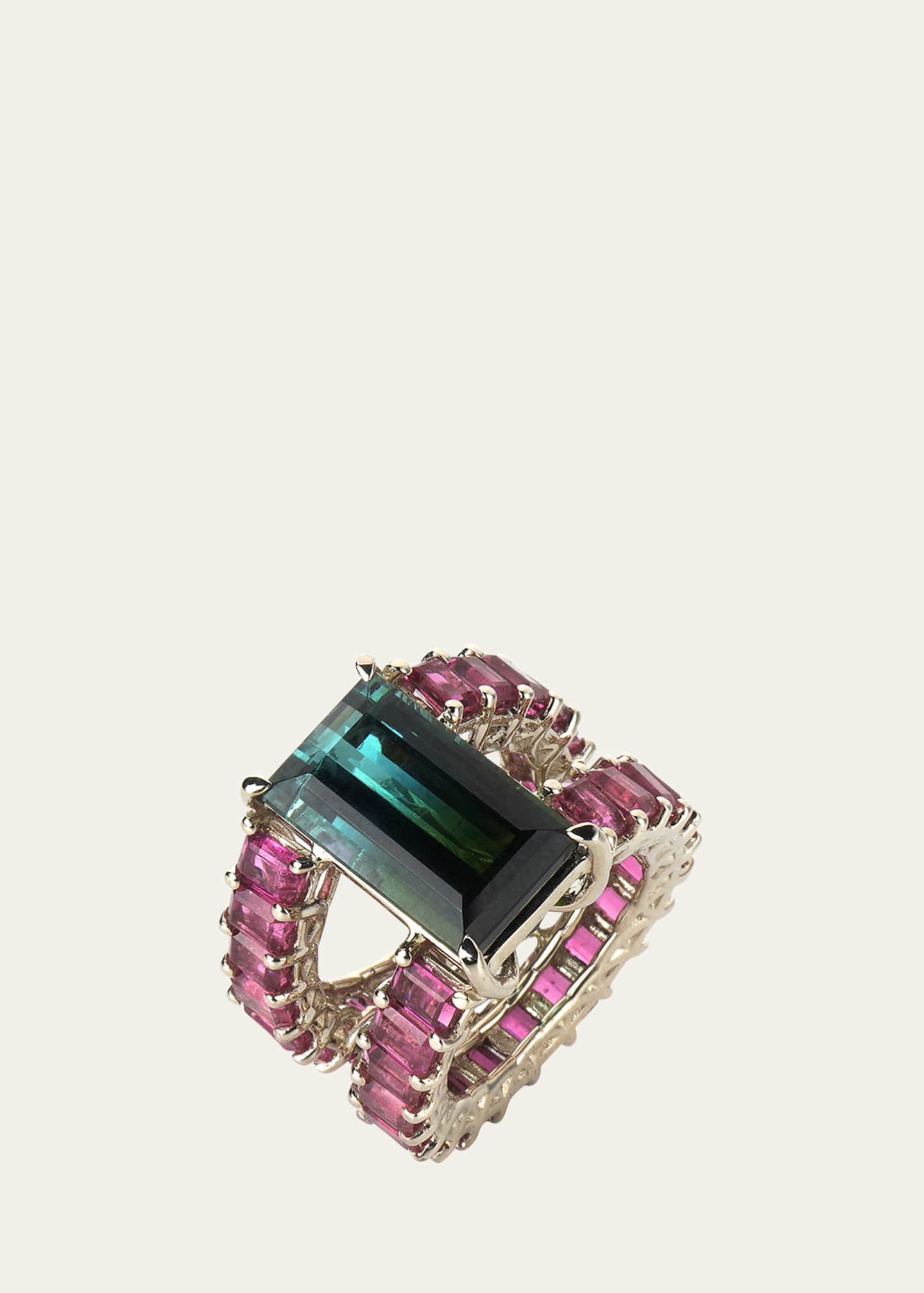 JULLS & CRUZEIRO MINE Fiszman Jewel 18K Gold Rubellite and Green ...