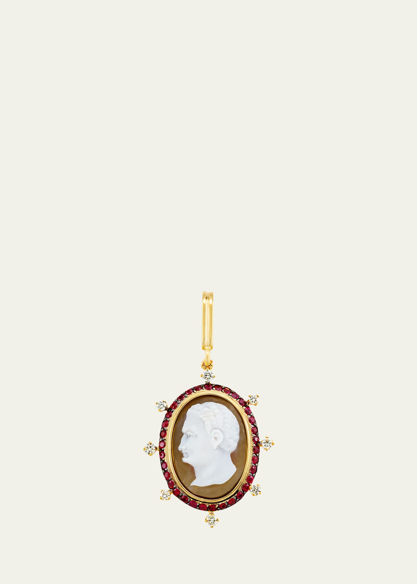 Mellerio 18K Yellow Gold Previous Cameo Charm with Shell, Diamonds and ...